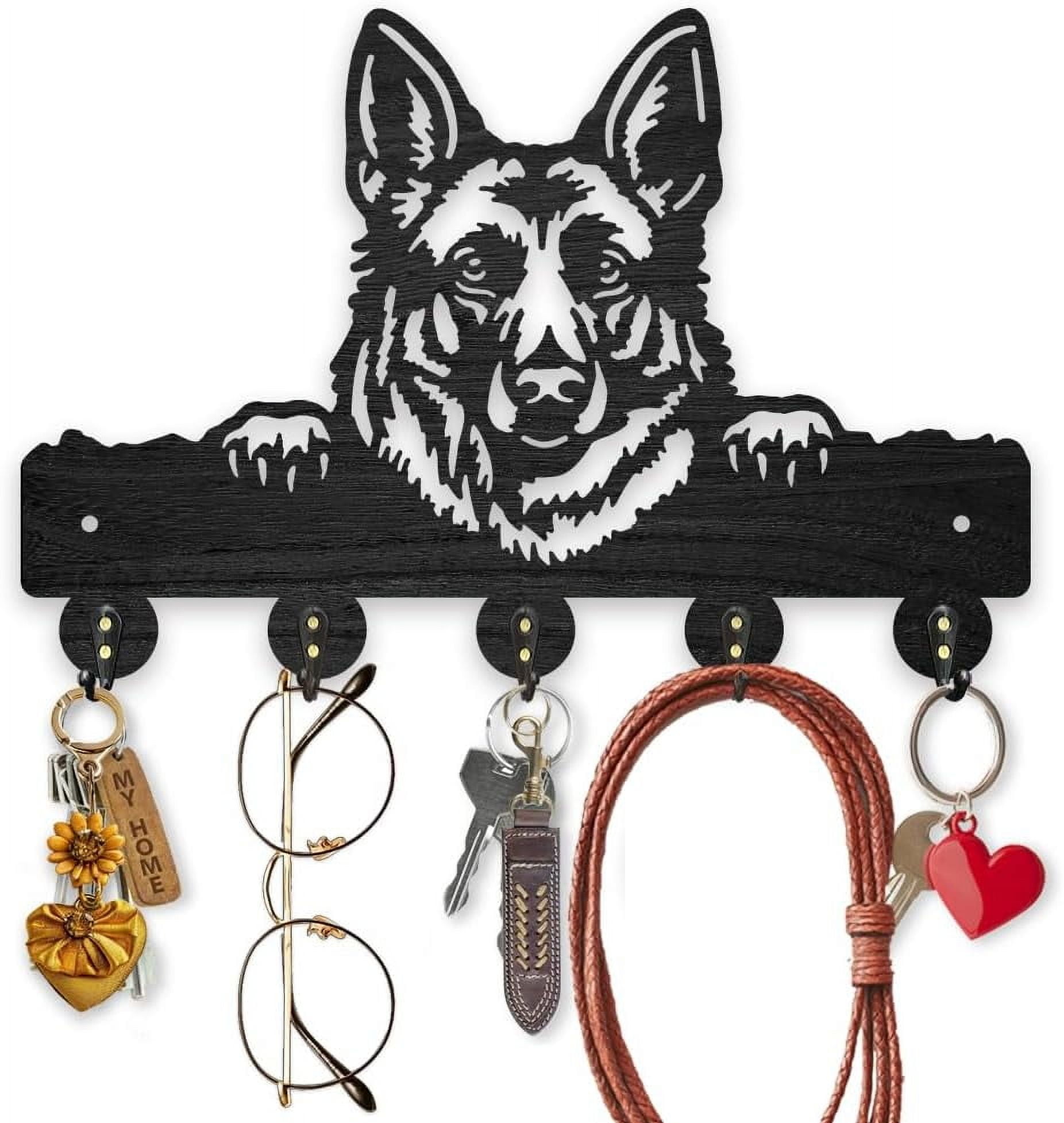 German Shepherd Wood Key Holder for Wall 11.8x7.8inch Dog Animal Wall ...