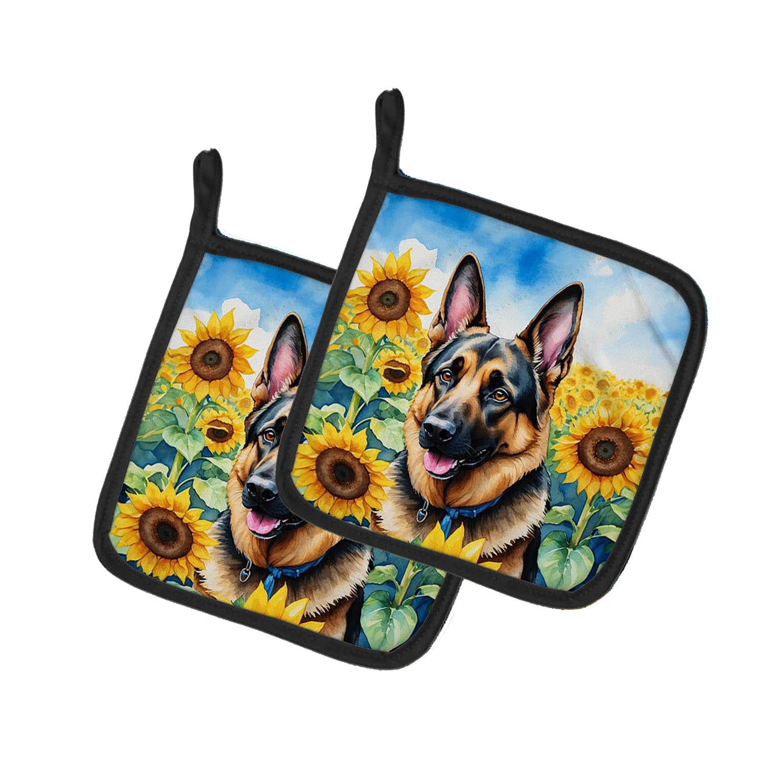German Shepherd in Sunflowers Pair of Pot Holders - Walmart.com
