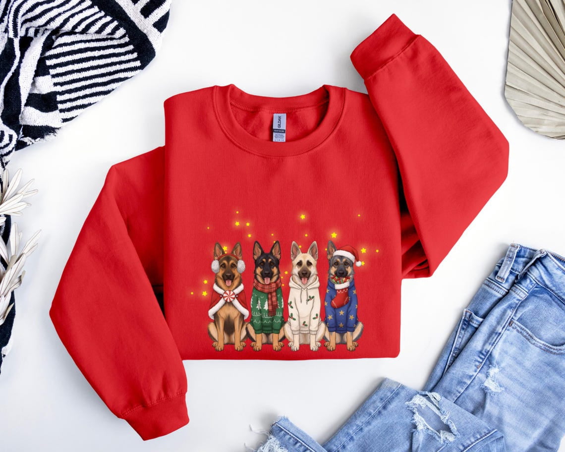 German Shepherd season Sweatshirt, season Dog Lover Shirt, Festive GSD ...