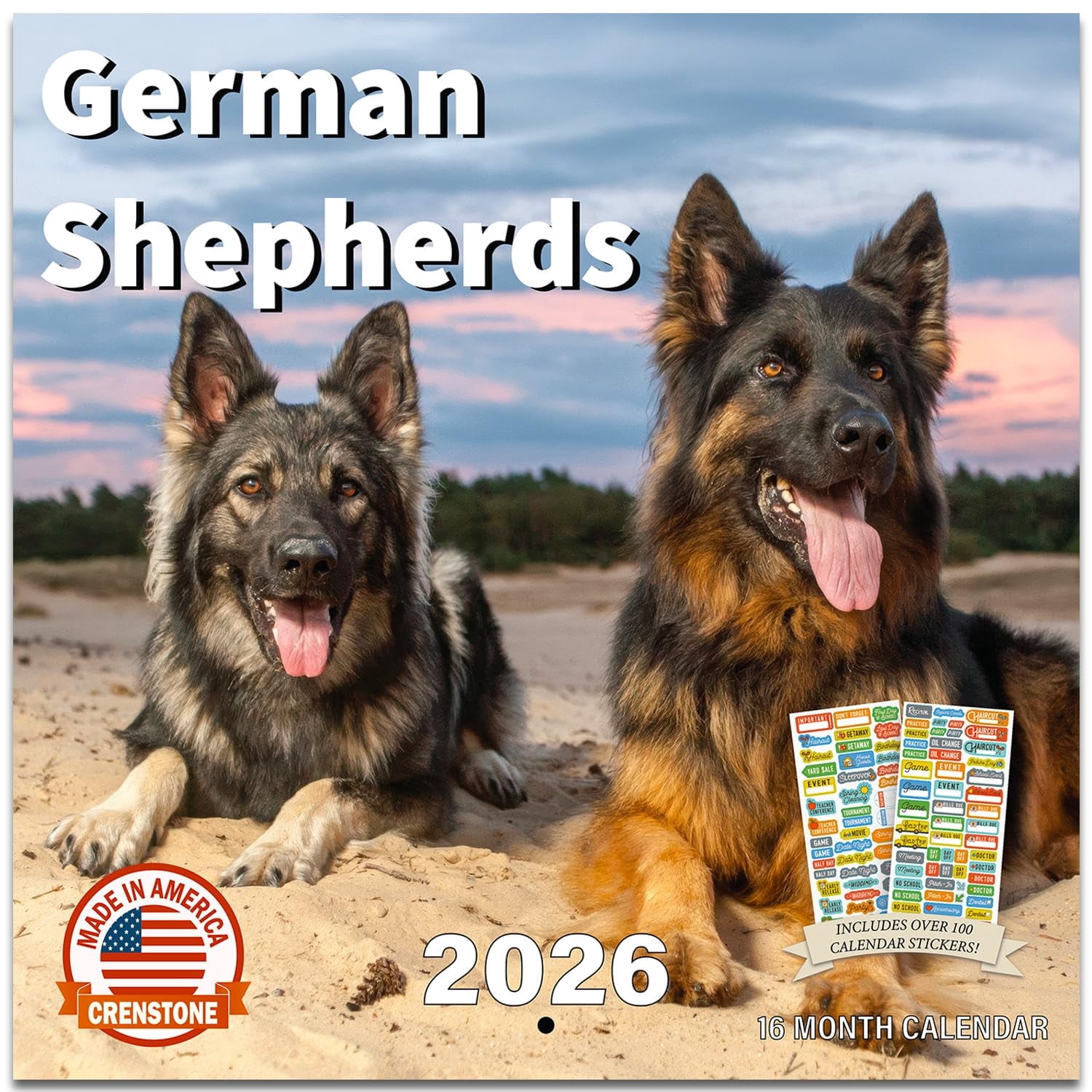 German Shepherds Calendar 2026 - Deluxe 2026 12" x 24" Wall Calendar ...