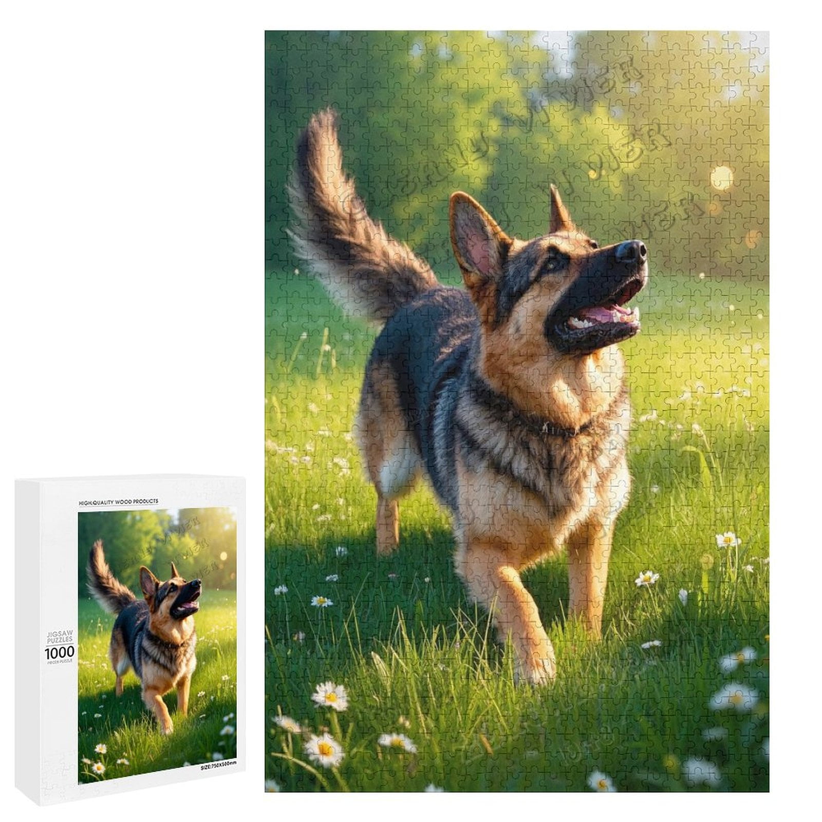 German Shepherds Dog Themed - Wooden 1000 Piece Jigsaw Puzzle, Family ...