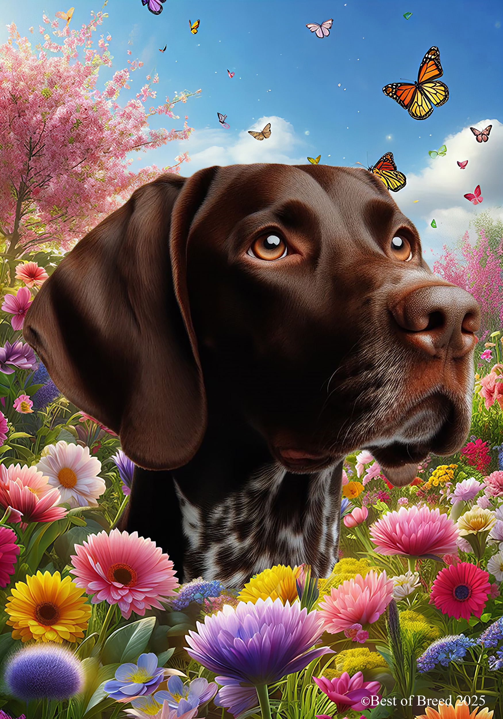 German Shorthair Pointer - Best of Breed Spring Butterfly Outdoor House ...