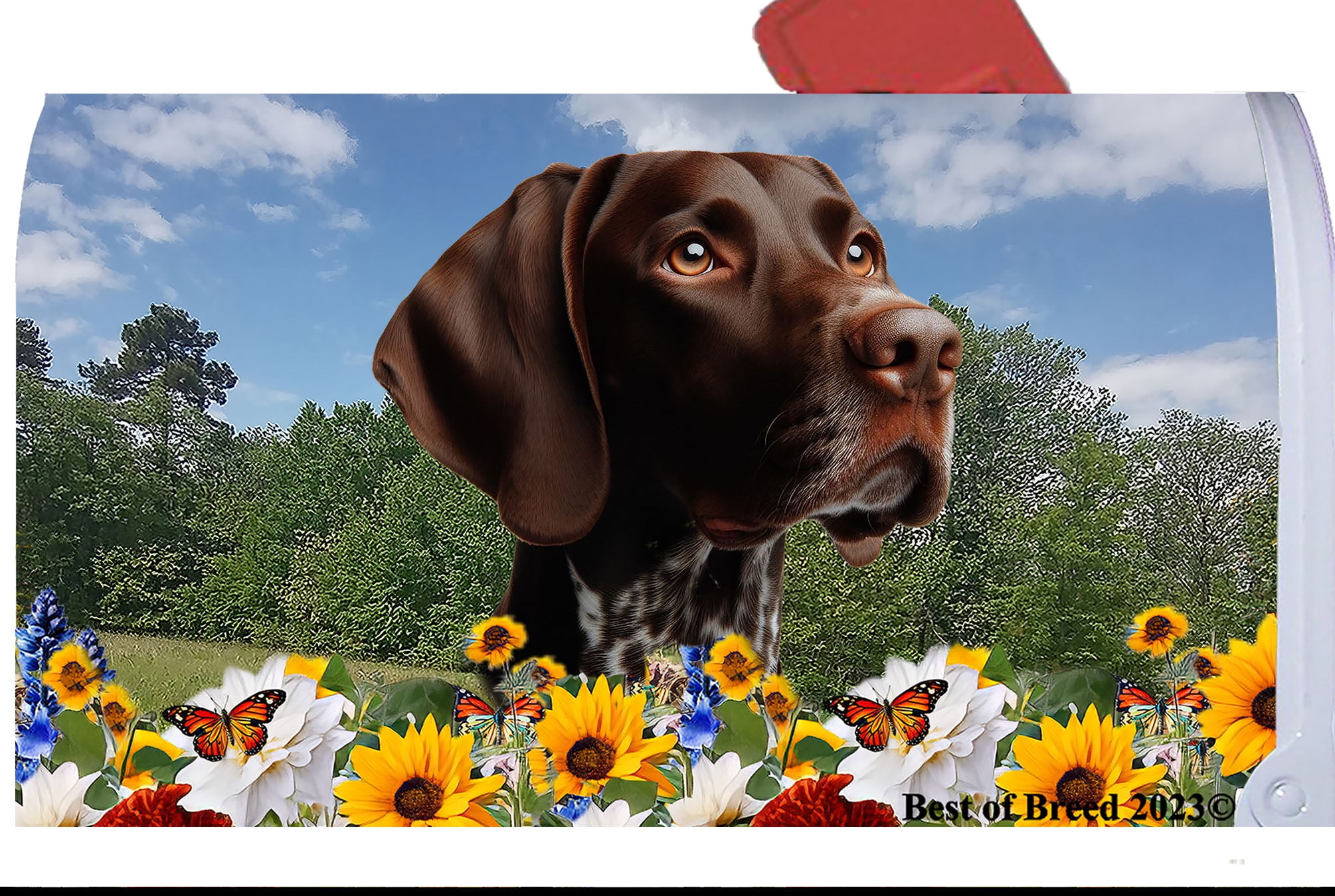 German Shorthair Pointer - Best of Breed Summer Flowers Mailbox Cover ...