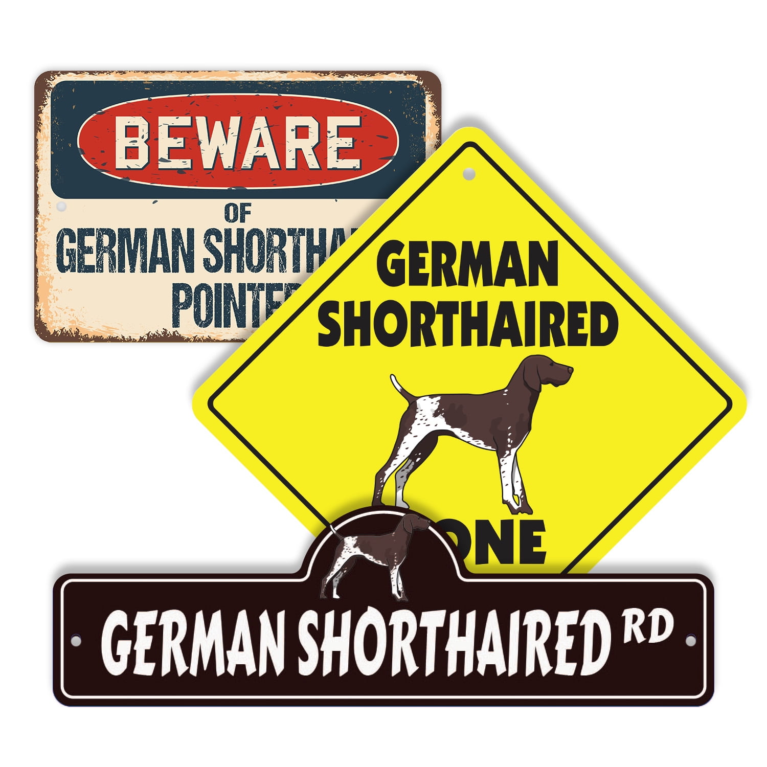 German Shorthaired (3 Pack) Large Plastic Street Sign Crossing Sign ...