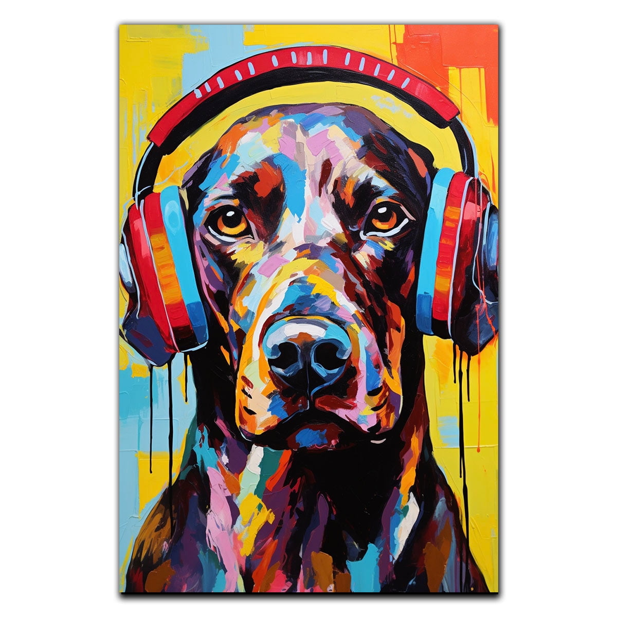 German Shorthaired Pointer Dog Art With Headphones Graffiti Art ...