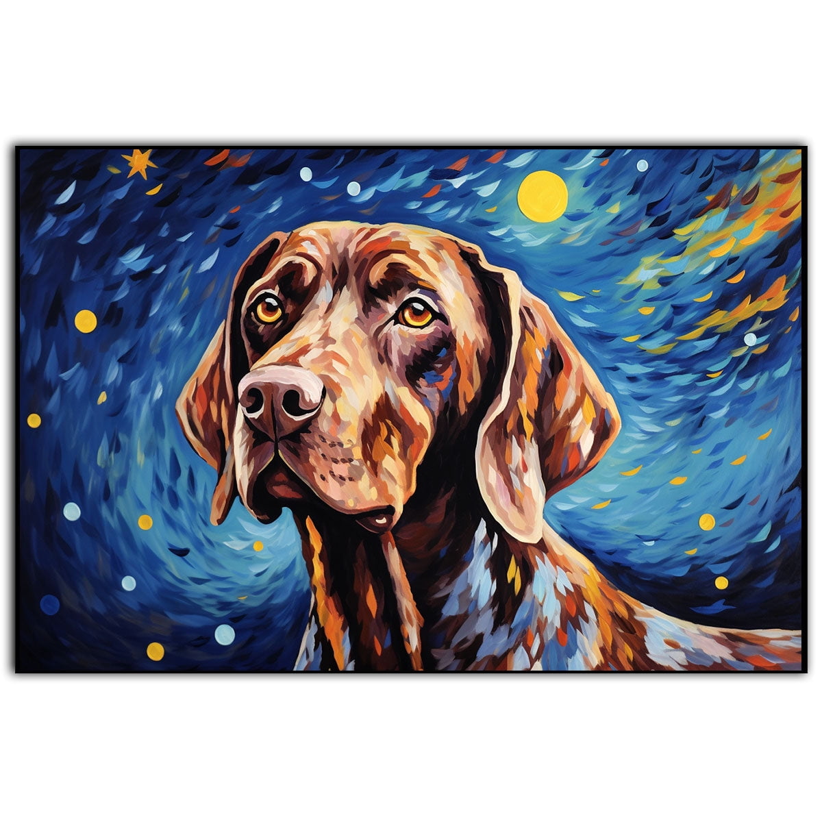 German Shorthaired Pointer Dog Canvas Prints of Starry Night Paintings ...