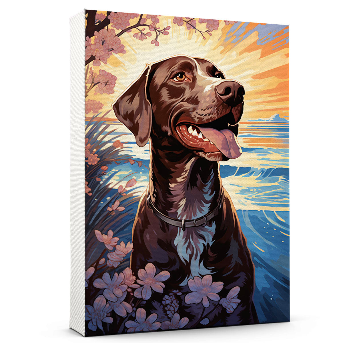 German Shorthaired Pointer Dog With Great Wave Japanese Wall Art poster ...