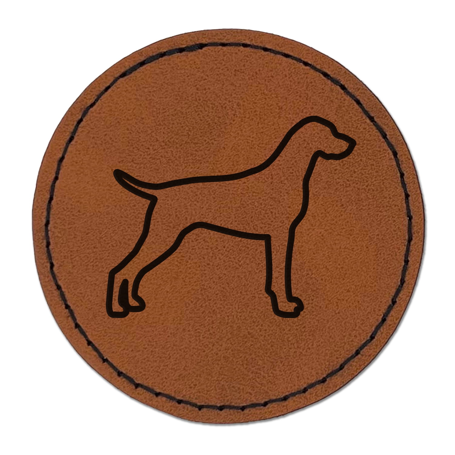 German Shorthaired Pointer Dog Outline 2.5" Faux Leather Round Engraved ...