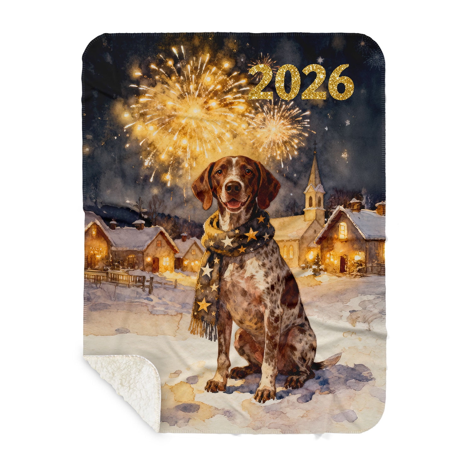 German Shorthaired Pointer Happy New Year 2026 with Fireworks on New ...