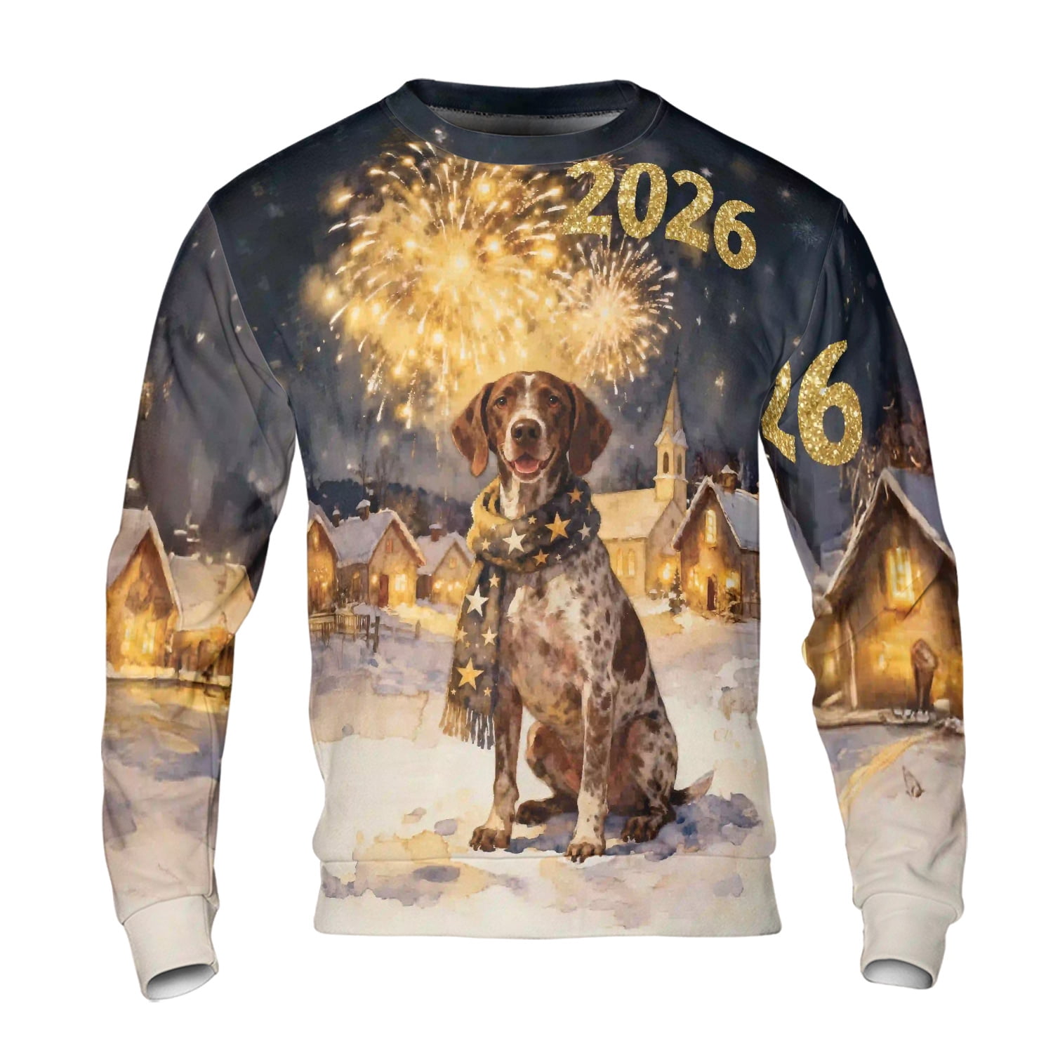 German Shorthaired Pointer Happy New Year 2026 with Fireworks on New ...