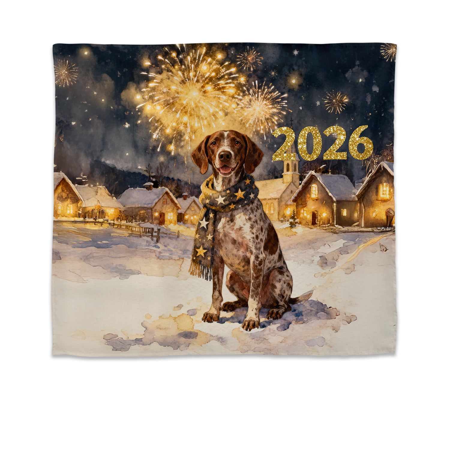 German Shorthaired Pointer Happy New Year 2026 with Fireworks on New ...