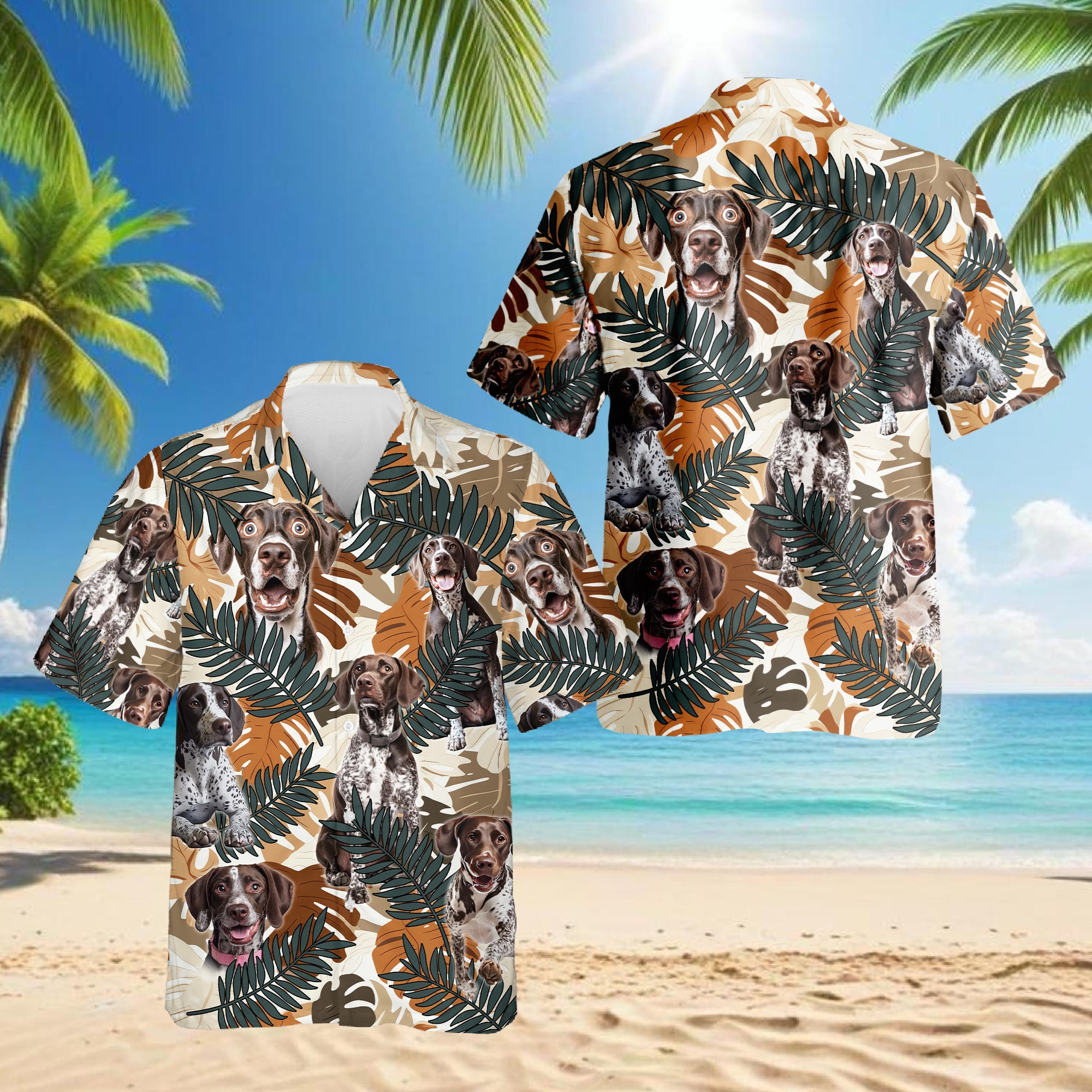 German Shorthaired Pointer Hawaiian Shirt for Men, Button Down Summer ...