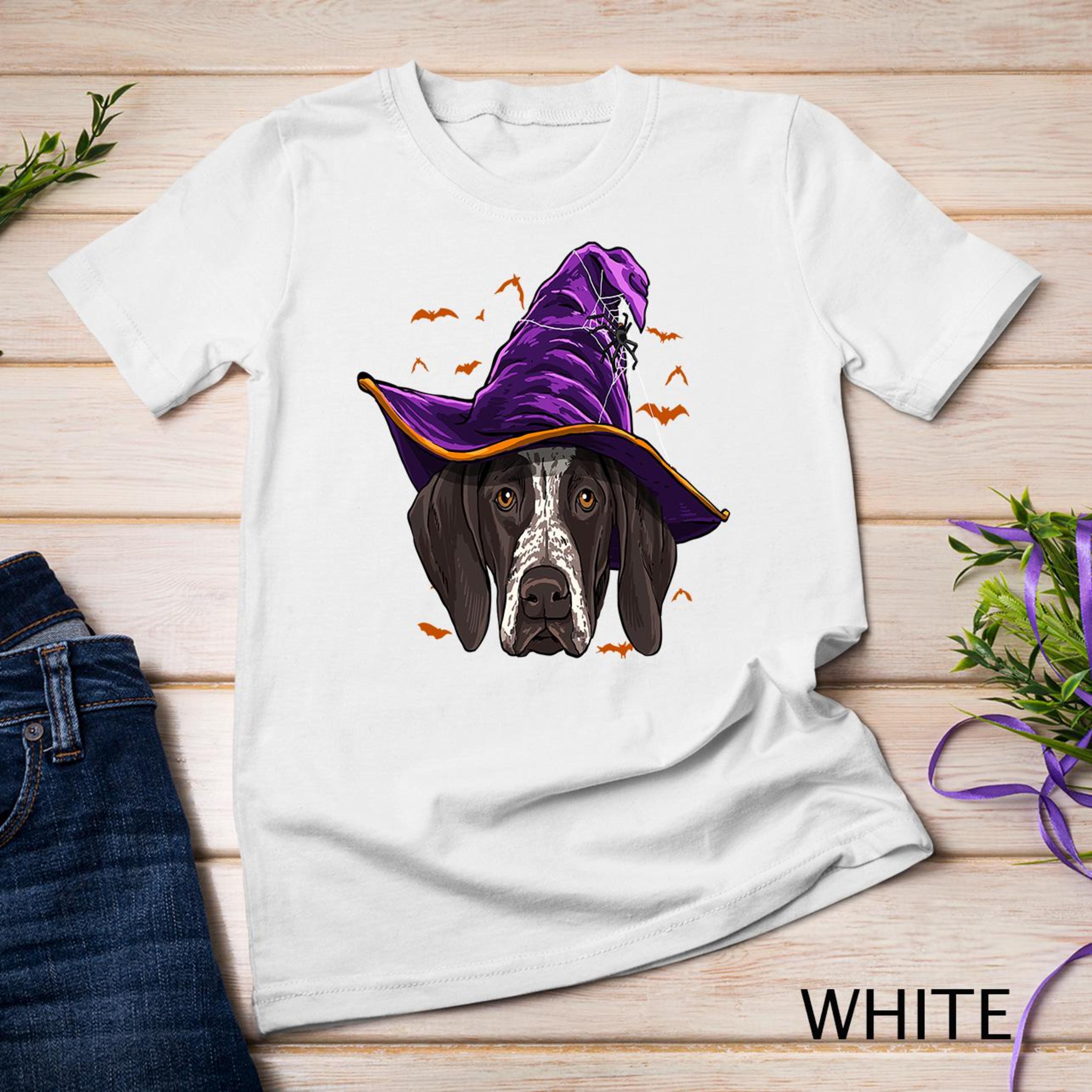 German Shorthaired Pointer Witch Funny Halloween Dog Lover Pullover ...