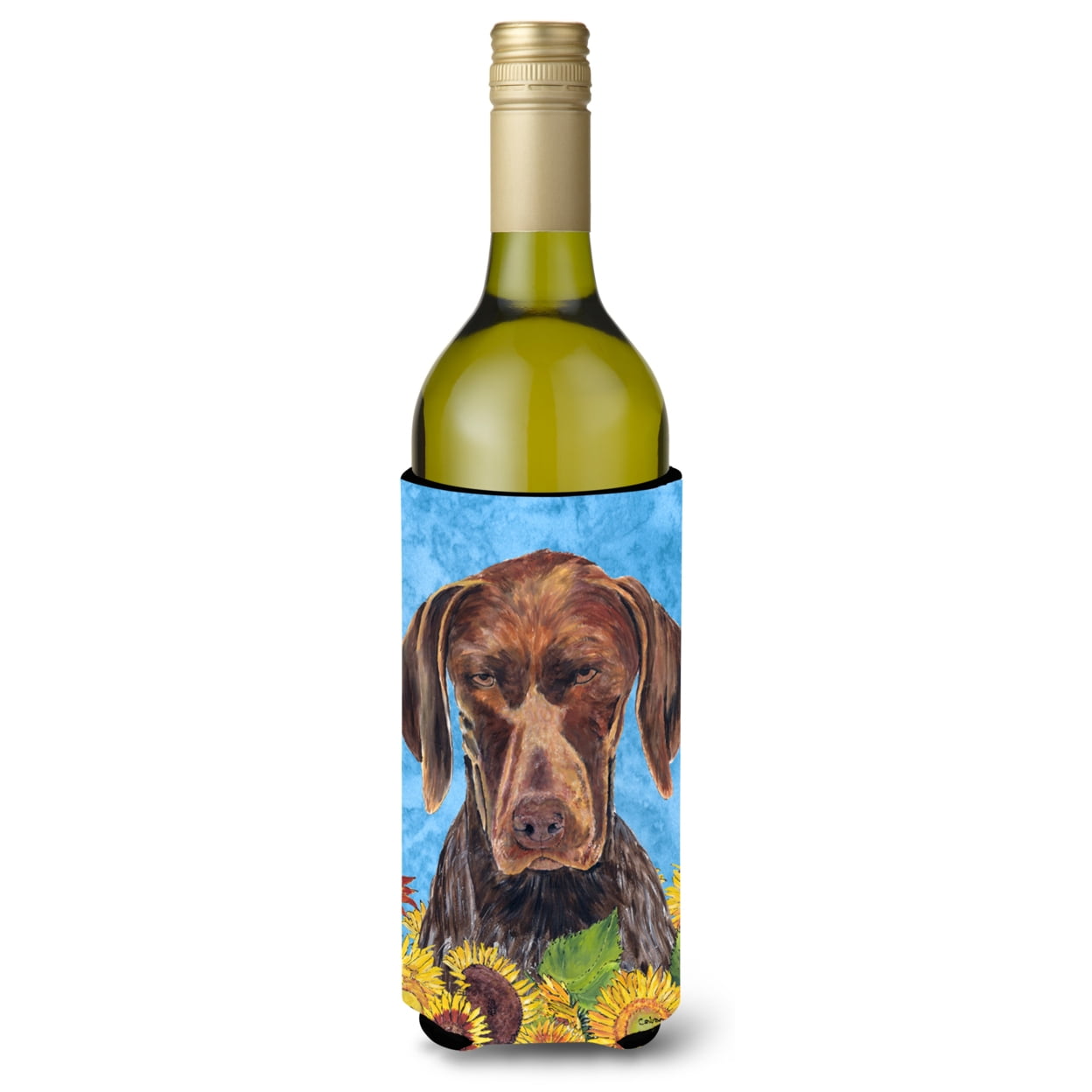 German Shorthaired Pointer in Summer Flowers Wine Bottle Hugger ...