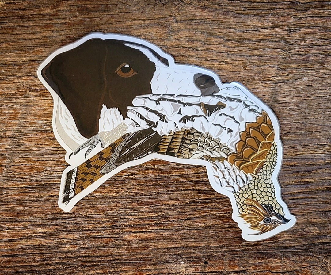 German Shorthaired Pointer with Grouse Sticker Decal - Walmart.com