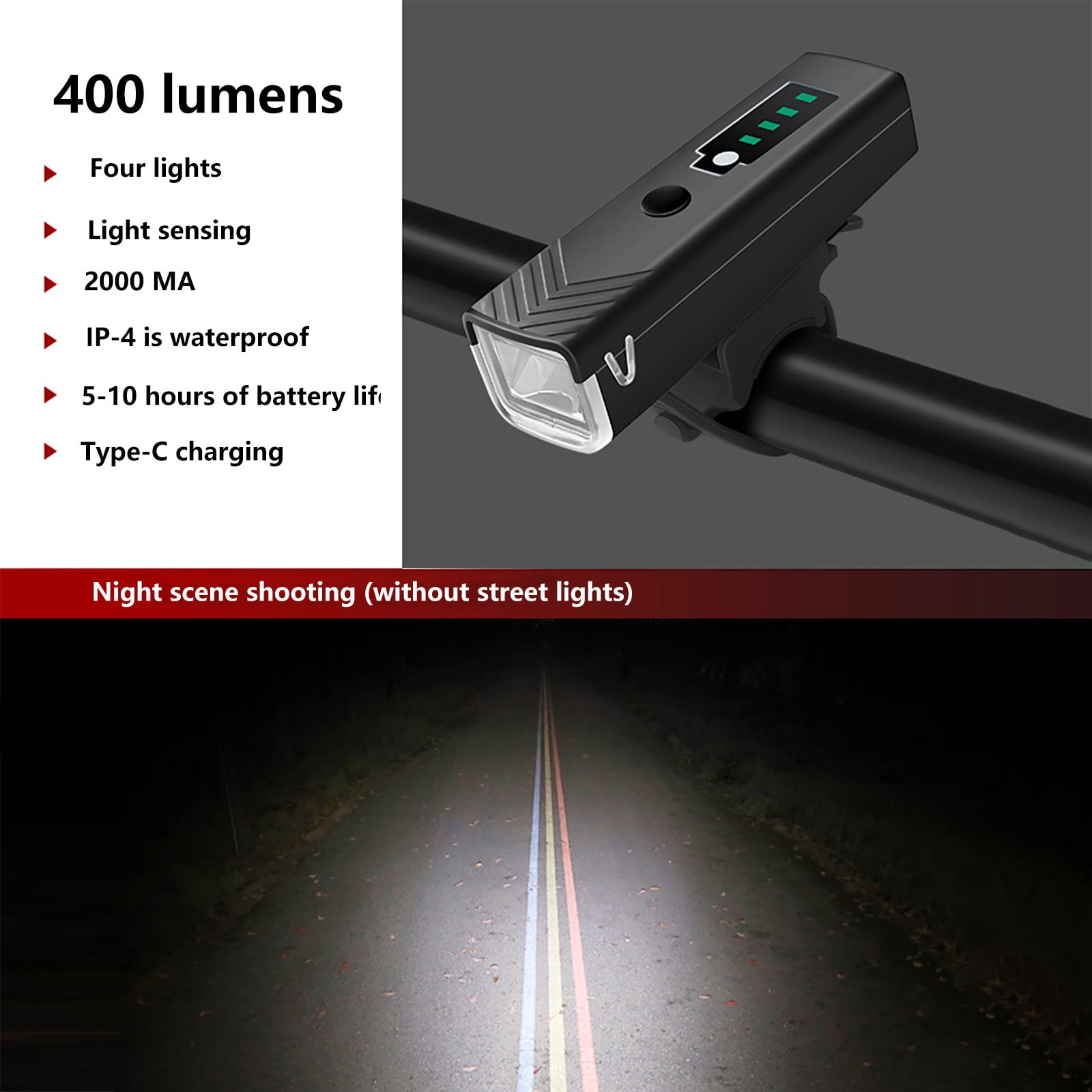 German Standard Induction Bike Headlight, USB Rechargeable Multi-Mode ...