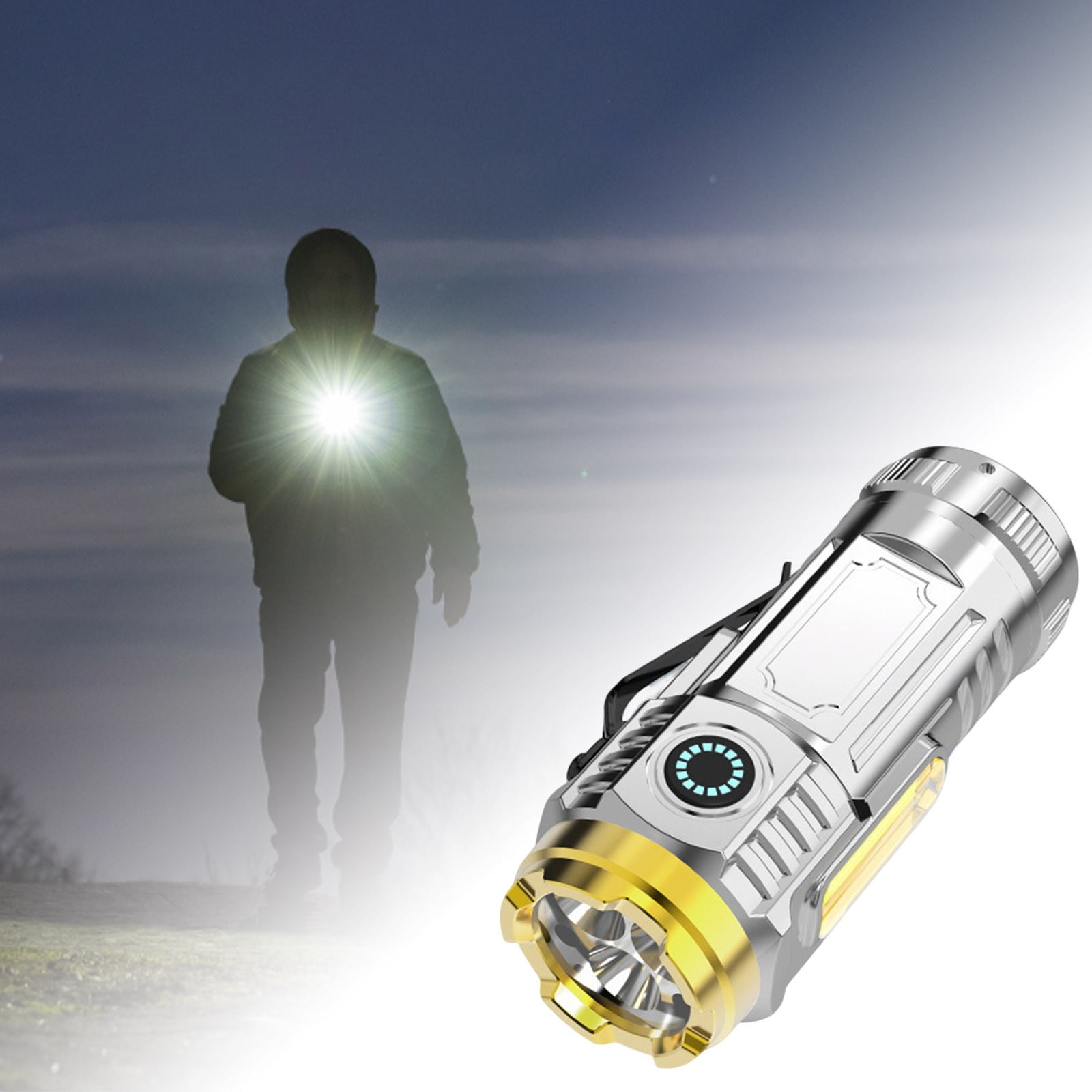 German Three-Eyed Mini Flashlight Super Bright Rechargeable LED ...
