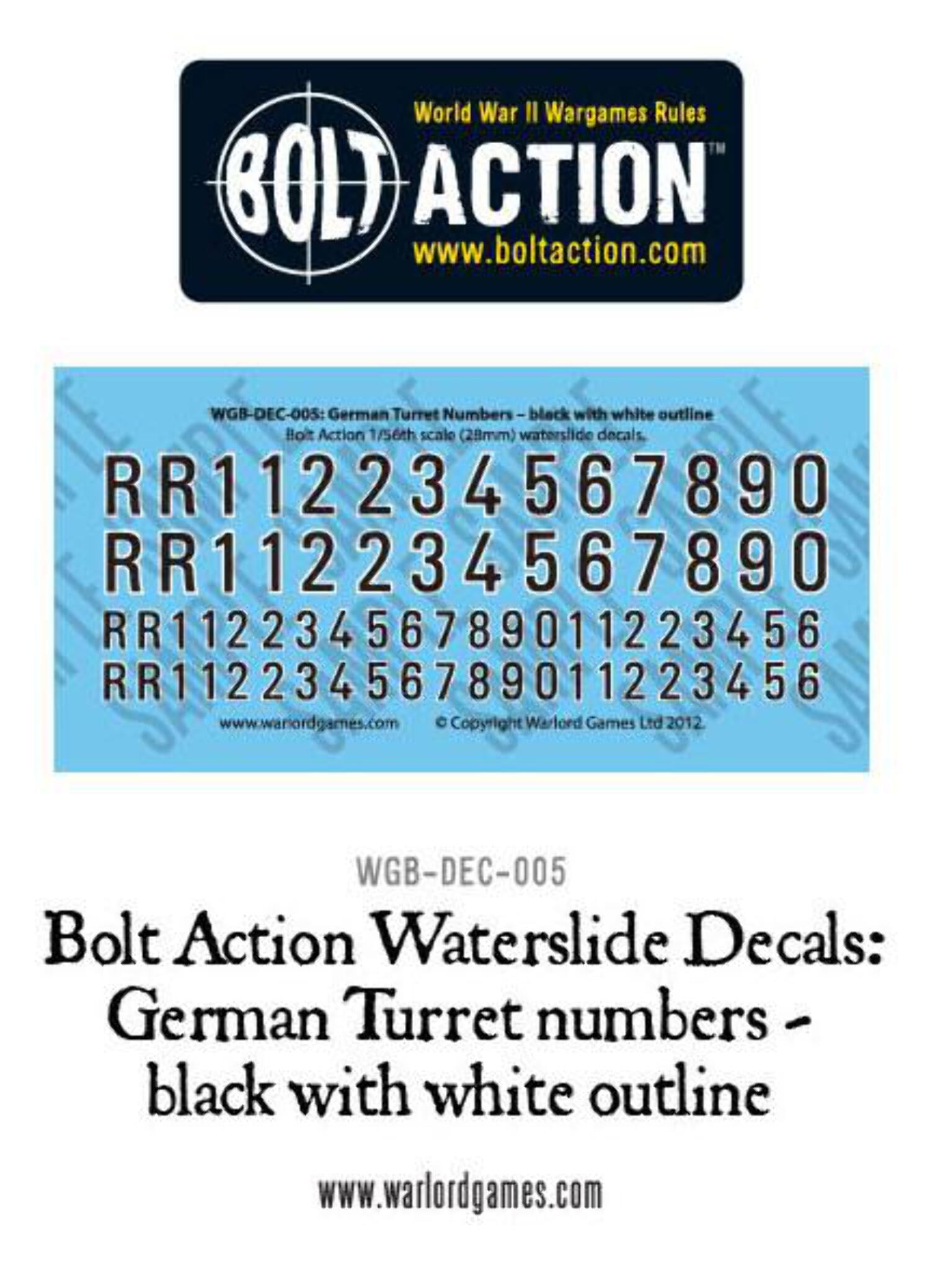 German Turret Numbers Black w. White - Bolt Action Decals - Walmart.com