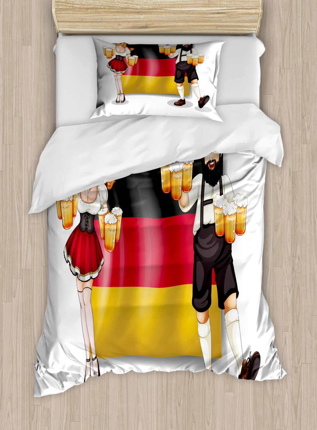 German Twin Size Duvet Cover Set, German Flag with Man and Woman in ...