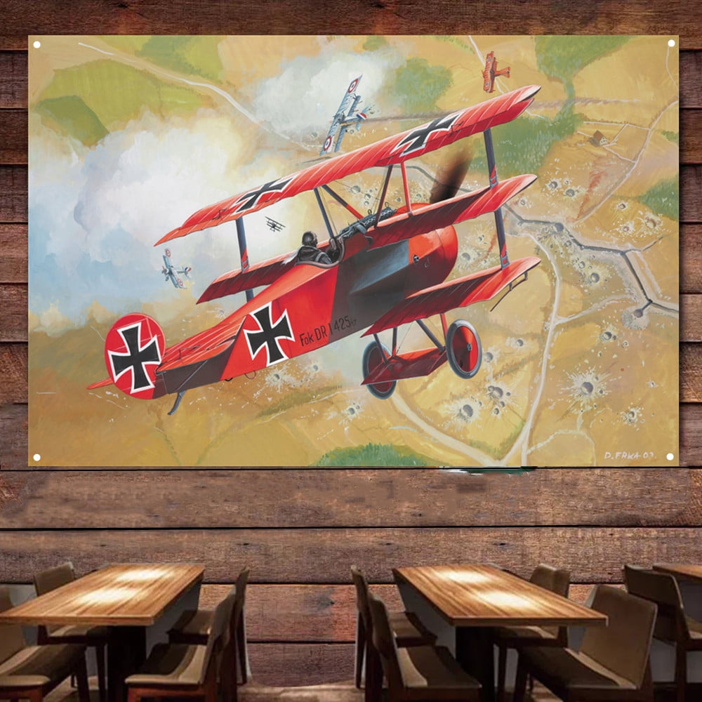 German WWI Fighter DR.1 Triplane Jet Banner Wall Art- Decorate Your ...