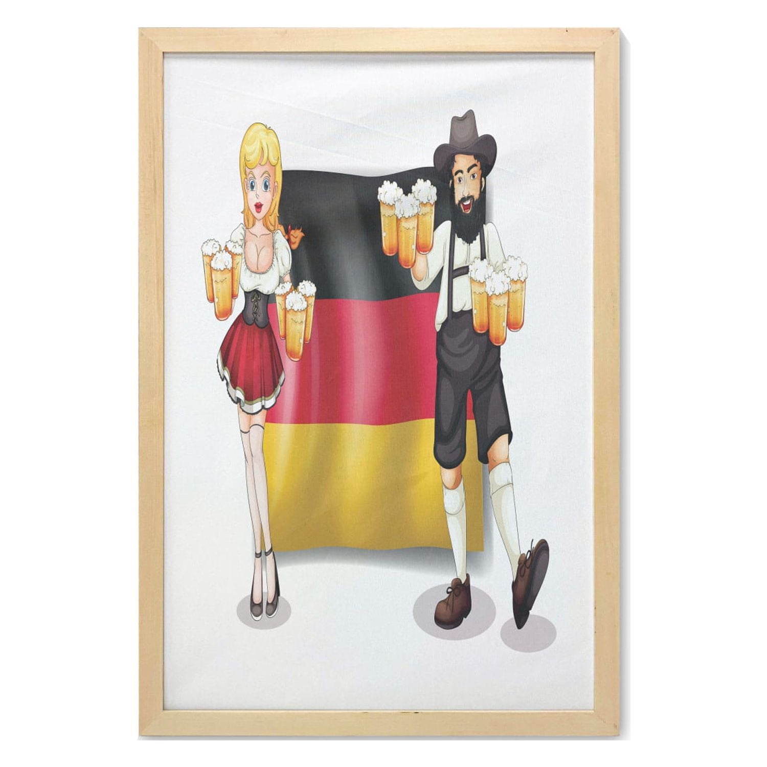 German Wall Art with Frame, Country Flag Man and Woman in Traditional ...