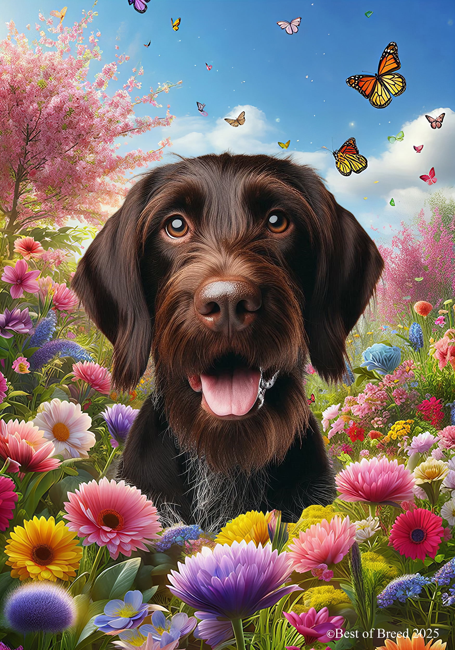 German Wirehaired Pointer - Best of Breed Spring Butterfly Outdoor ...
