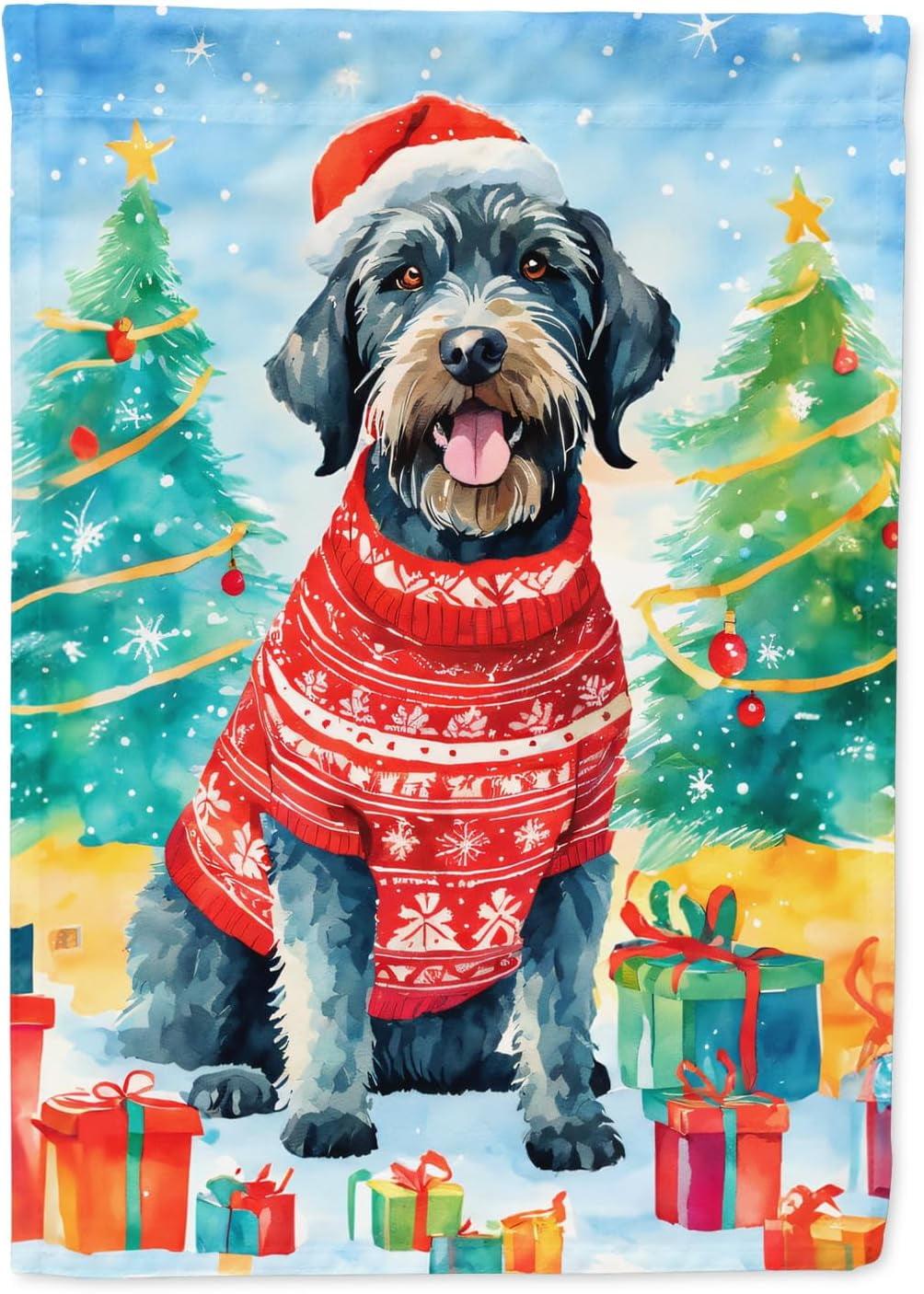 German Wirehaired Pointer Christmas Garden Flag Mailbox Flag Decorative ...