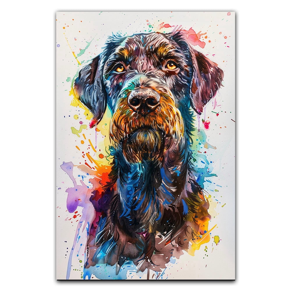 German Wirehaired Pointer Dog Art Print Poster, Wall art Painting Decor ...