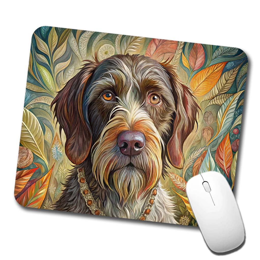 German Wirehaired Pointer Dog French Bohemian Art Mouse Pad Low Profile ...