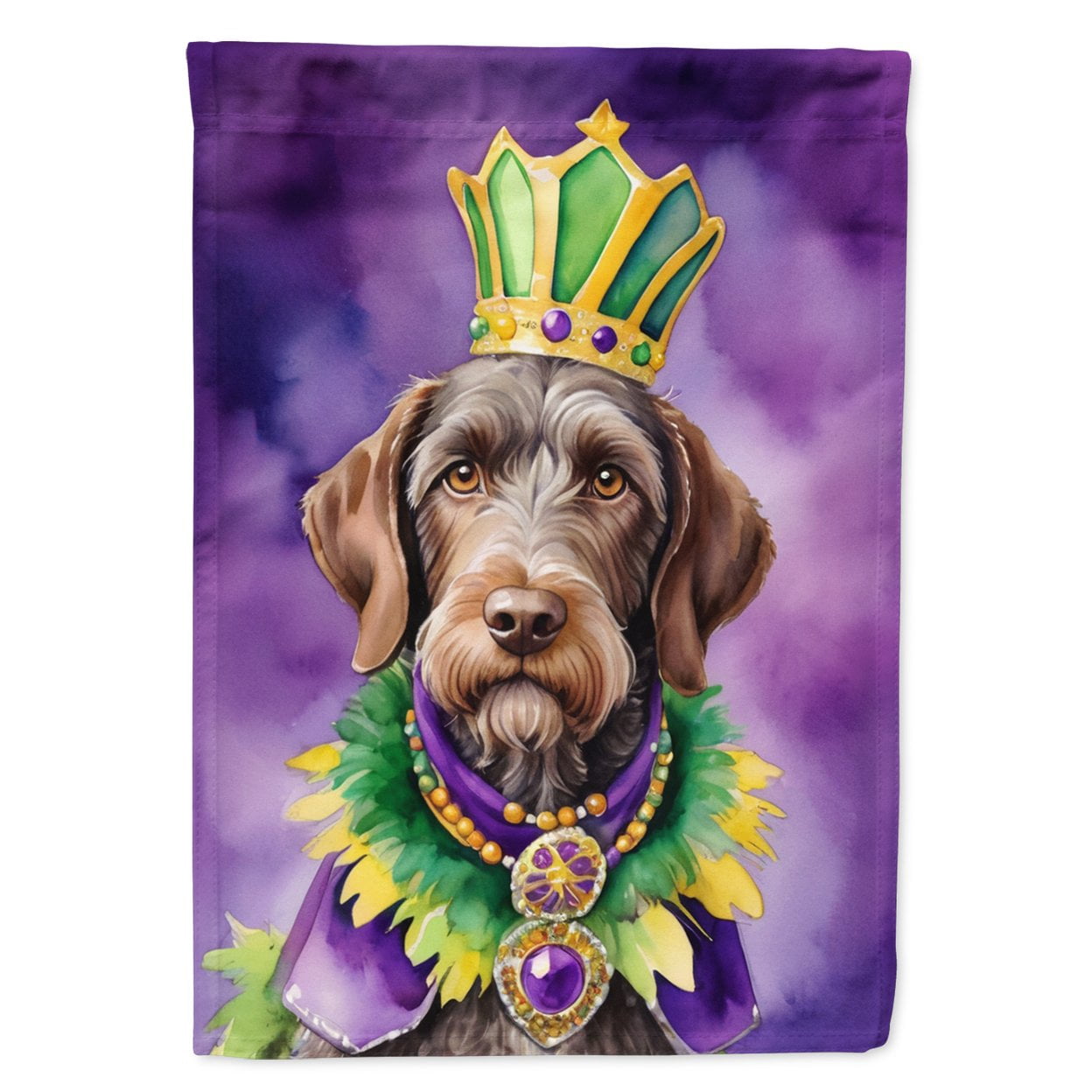 German Wirehaired Pointer King of Mardi Gras House Flag 28 in x 40 in ...