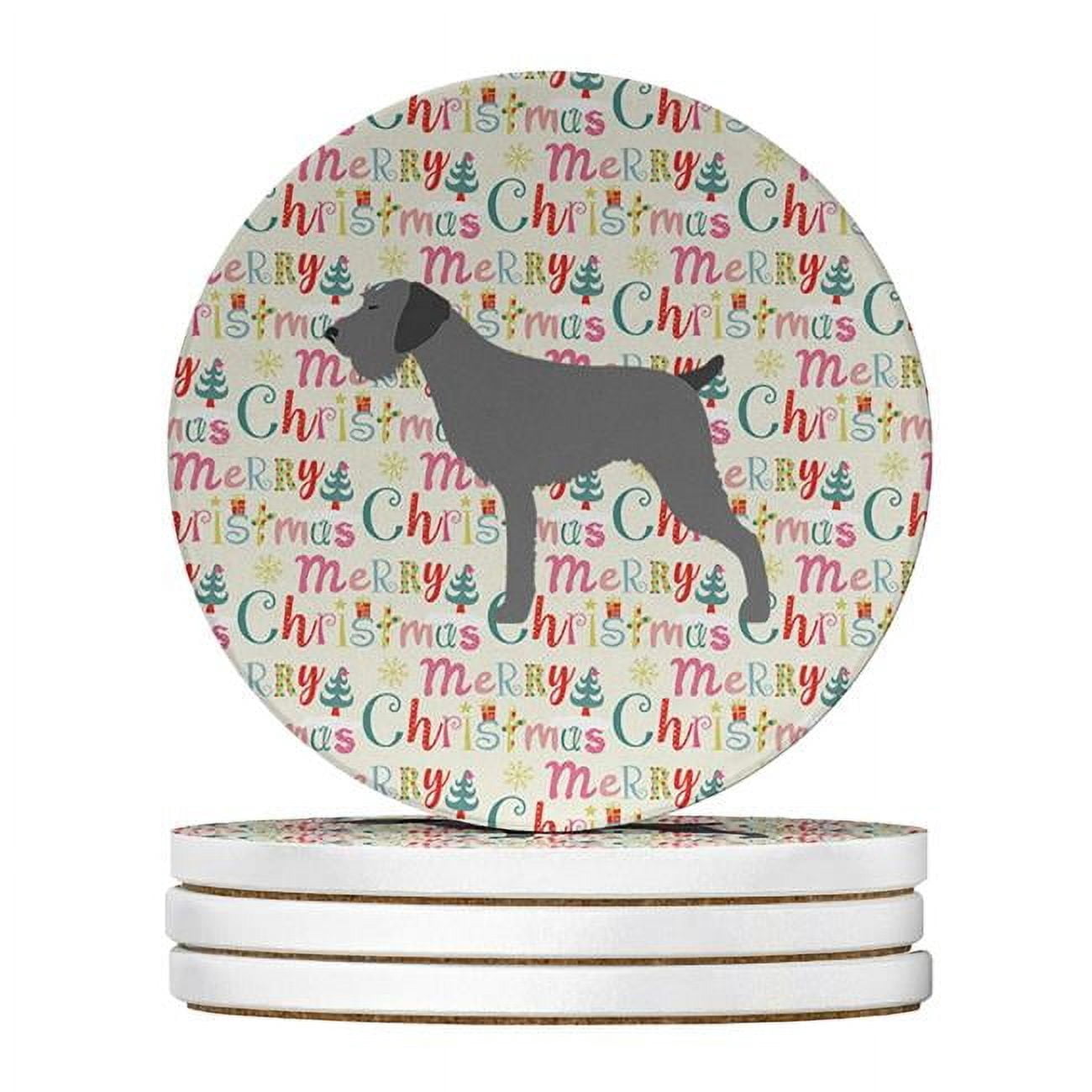 German Wirehaired Pointer Merry Christmas Large Sandstone Coasters Pack ...
