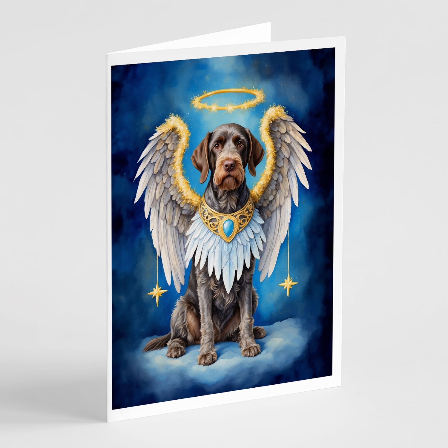 German Wirehaired Pointer My Angel Greeting Cards Pack of 8 7 in x 5 in ...