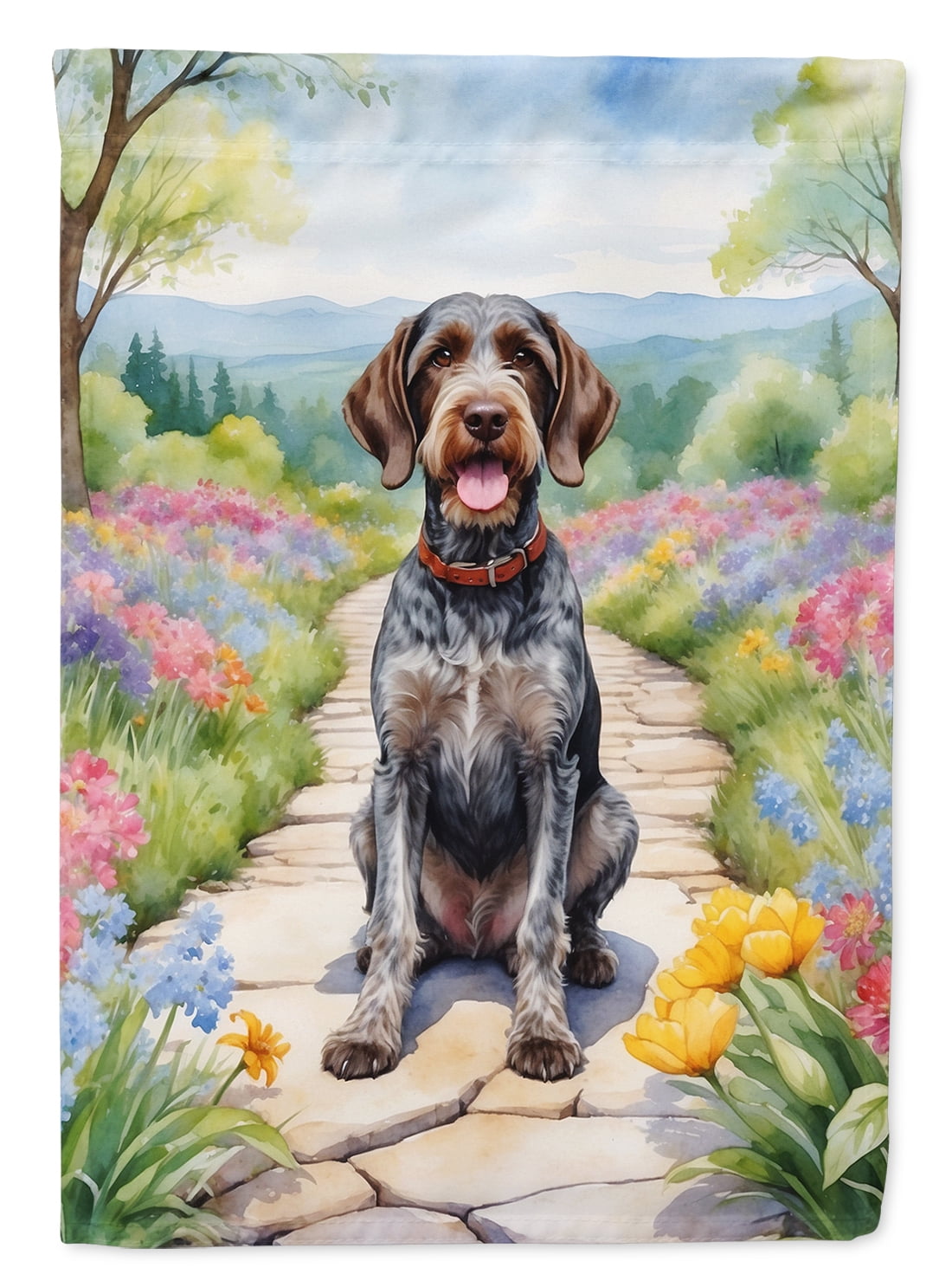 German Wirehaired Pointer Spring Path House Flag - Walmart.com