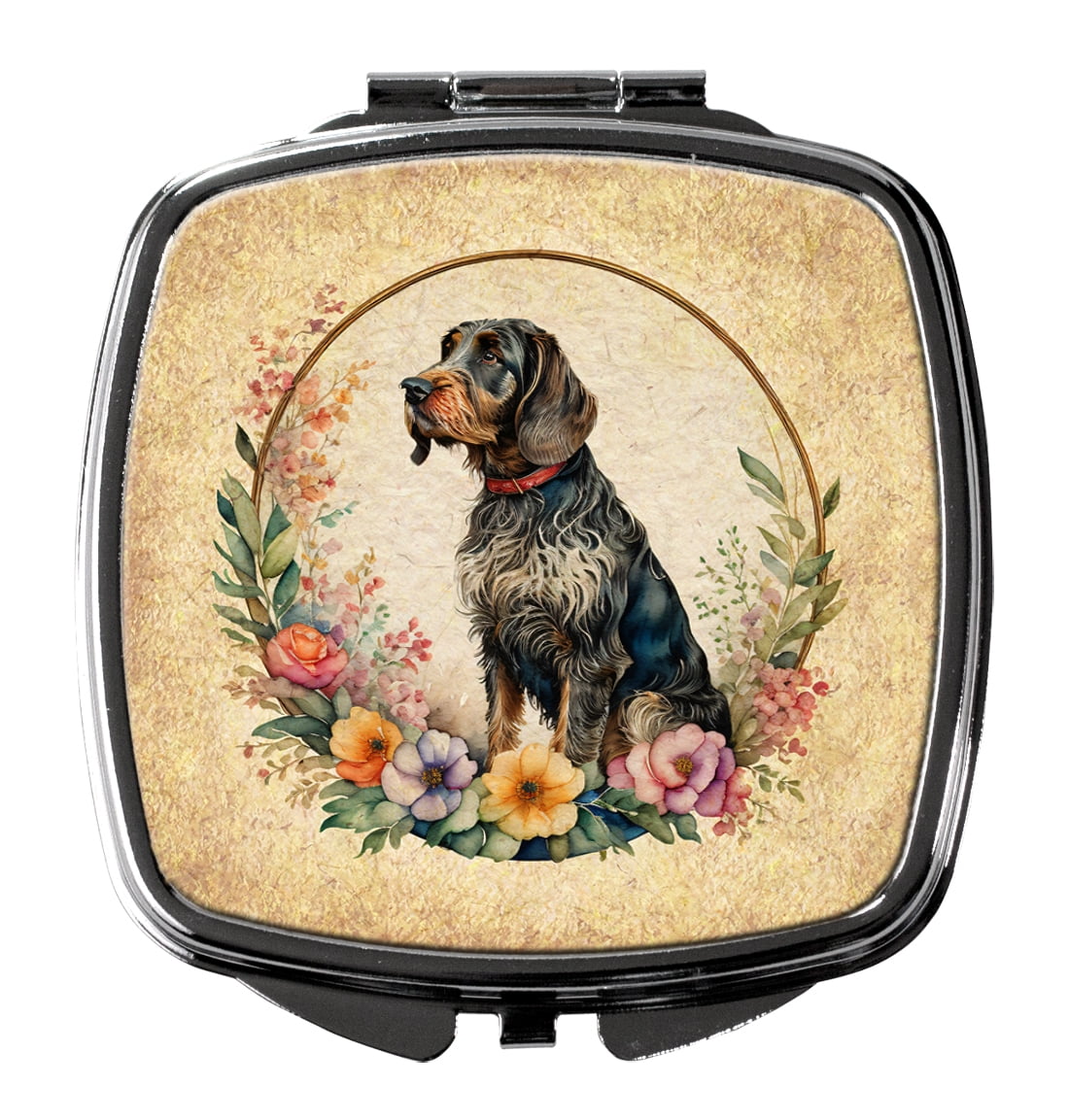 German Wirehaired Pointer and Flowers Compact Mirror 2.75 in x 3 in ...