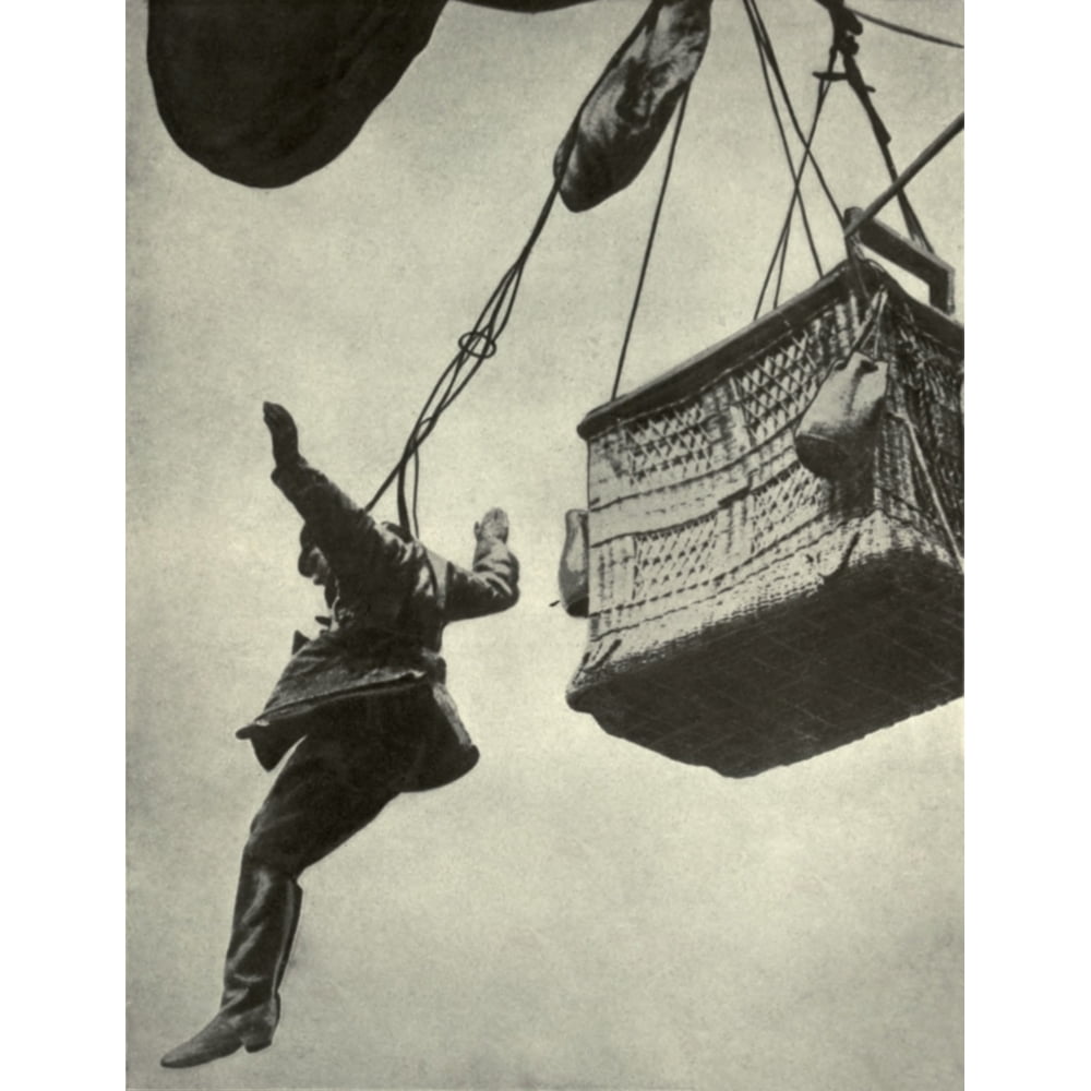 German Ww1 Observer Jumping From Burning Balloon Harnessed To A ...