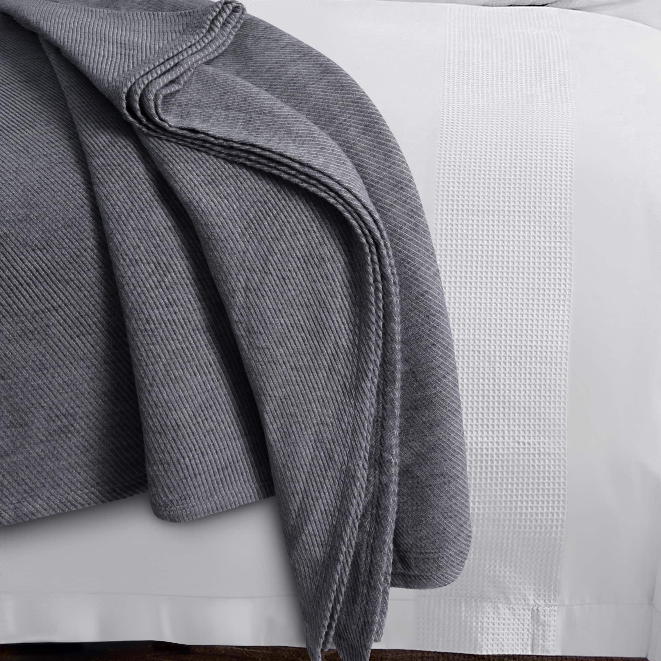 German Yarn Dyed Organic Cotton and Organic Wool Oversized Blanket Grey ...