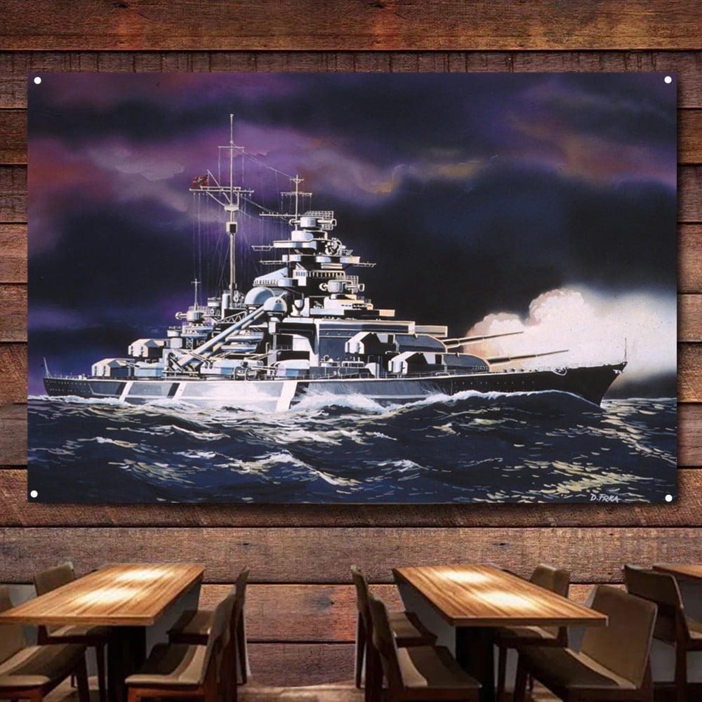 German battleship Bismarck Wall Art Banners Hanging Flags Wall Chart ...
