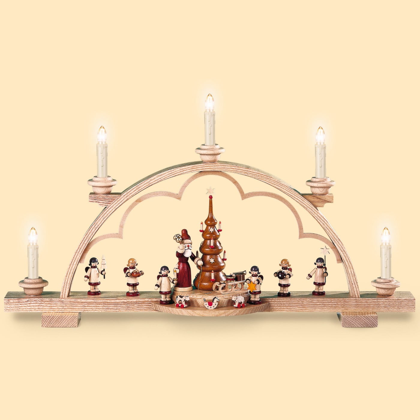 German candle arch Santa giving out Christmas presents, length 57 cm ...