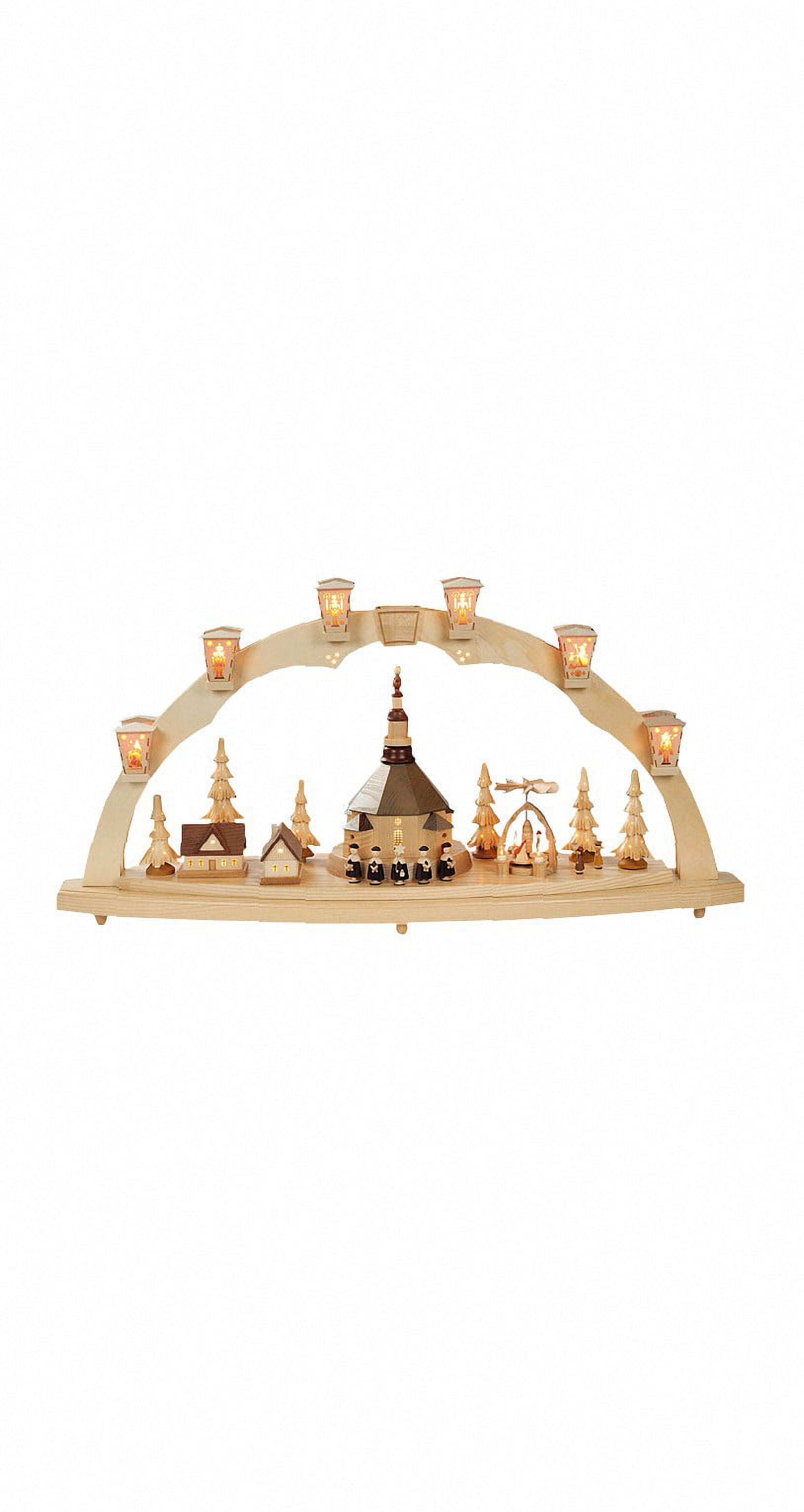 German candle arch, church of Seiffen with pyramid, length 80 cm / 31 ...