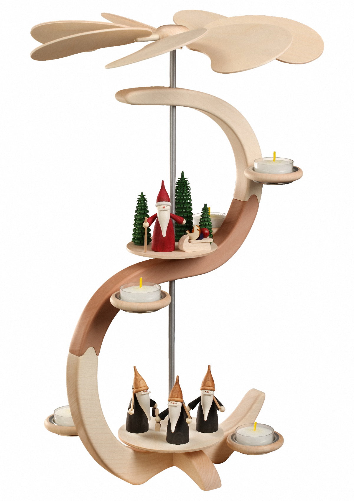 German christmas pyramid, 2-tier, height 46 cm / 18 inch, natural ...