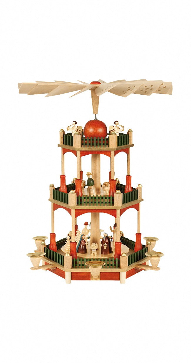 German christmas pyramid Nativity scene, 2-tier, height 39 cm / 15 inch ...