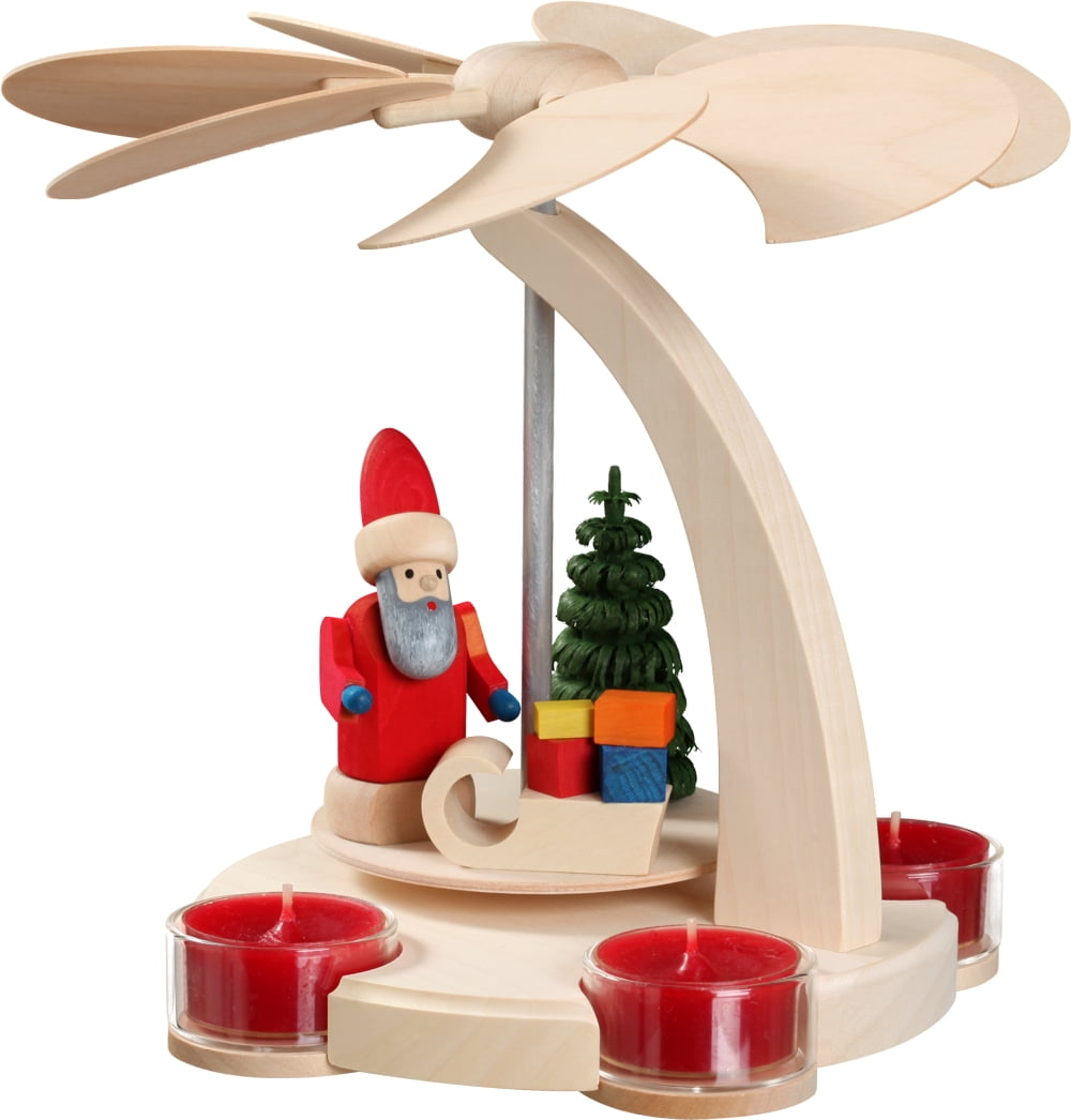 German christmas pyramid Santa with sledge, 1-tier, height 18 cm / 7 ...