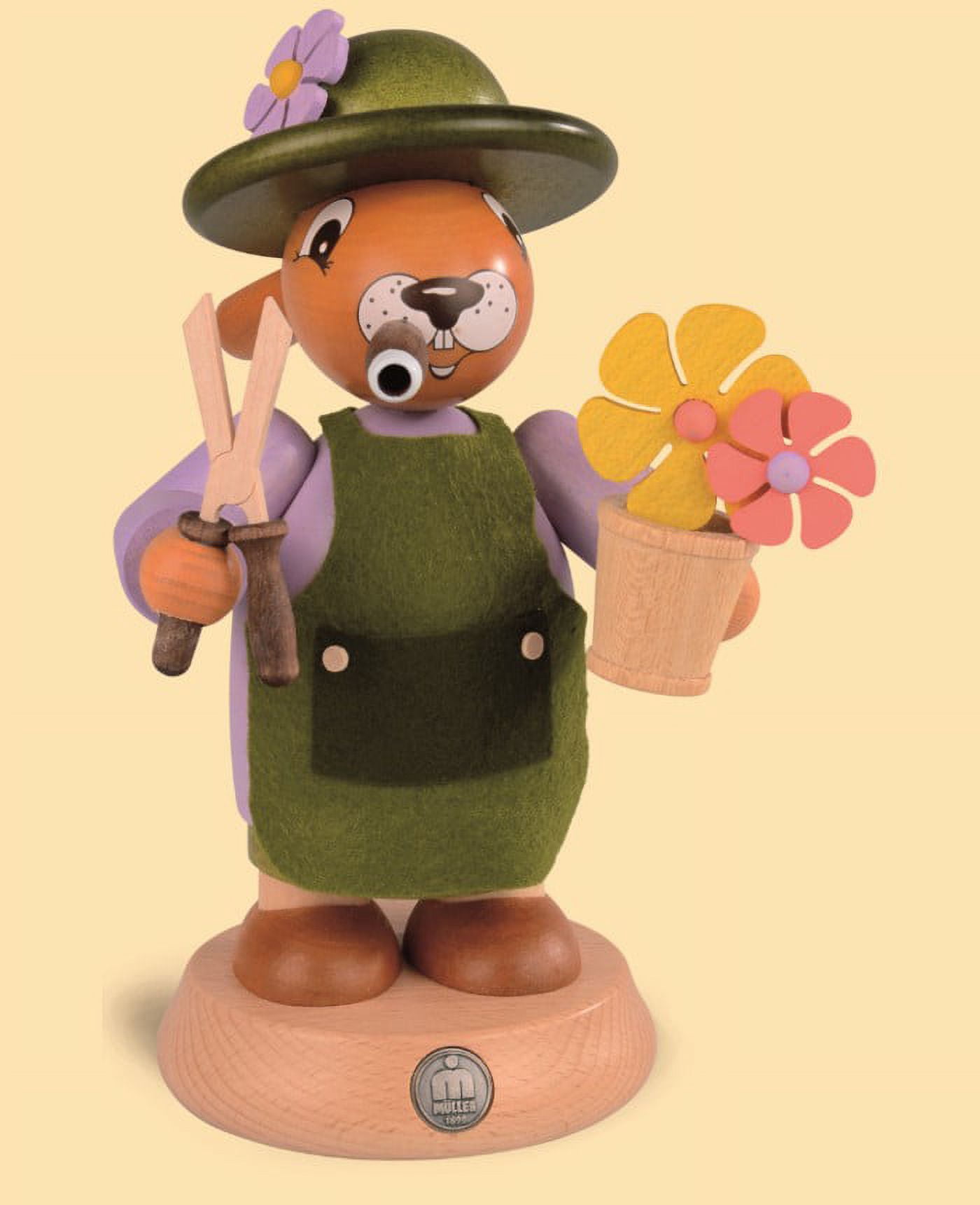 German incense smoker Easter bunny gardener, height 18 cm / 7 inch ...