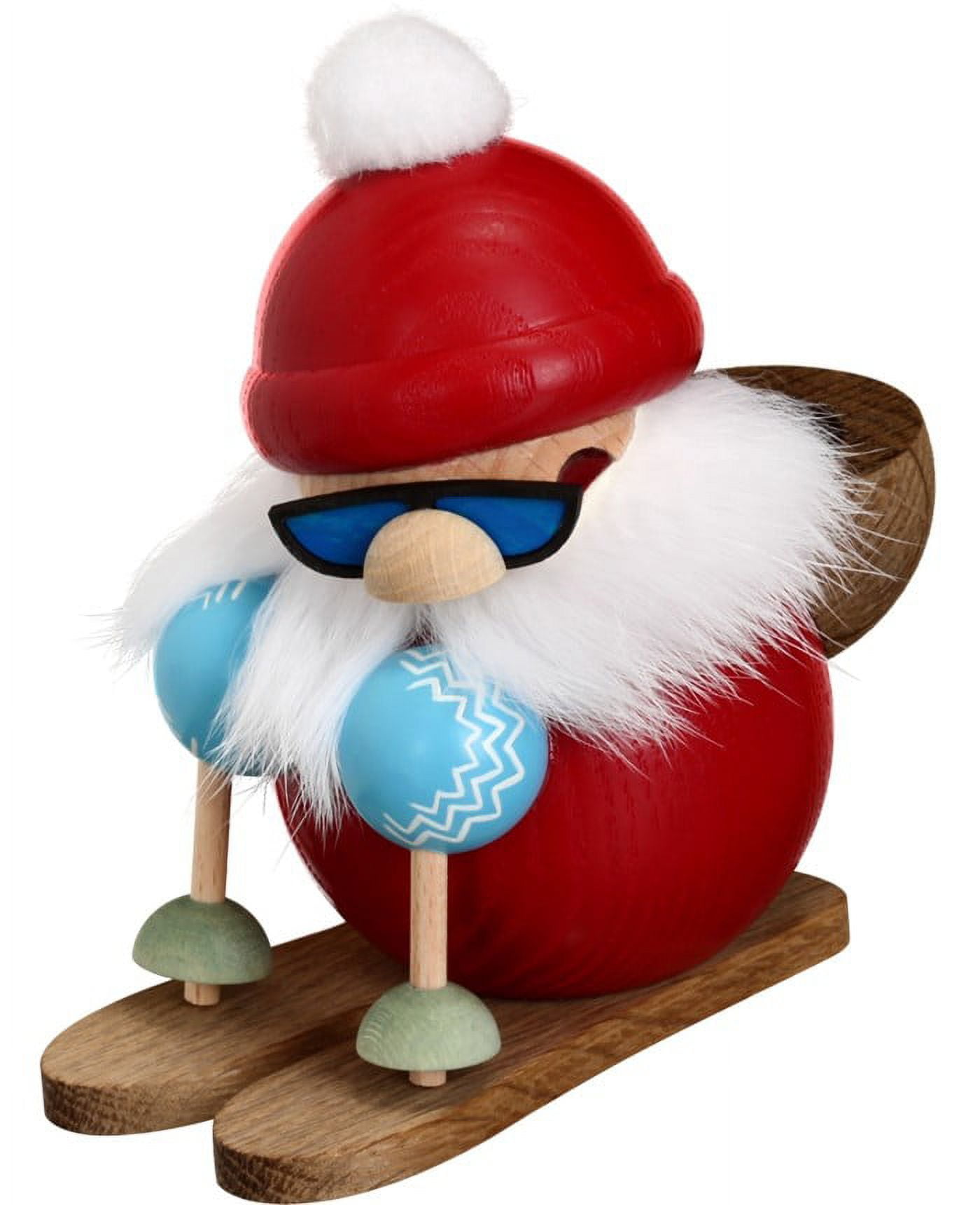 German incense smoker Santa Claus on ski, height 10 cm / 4 inch, original Erzgebirge by ...
