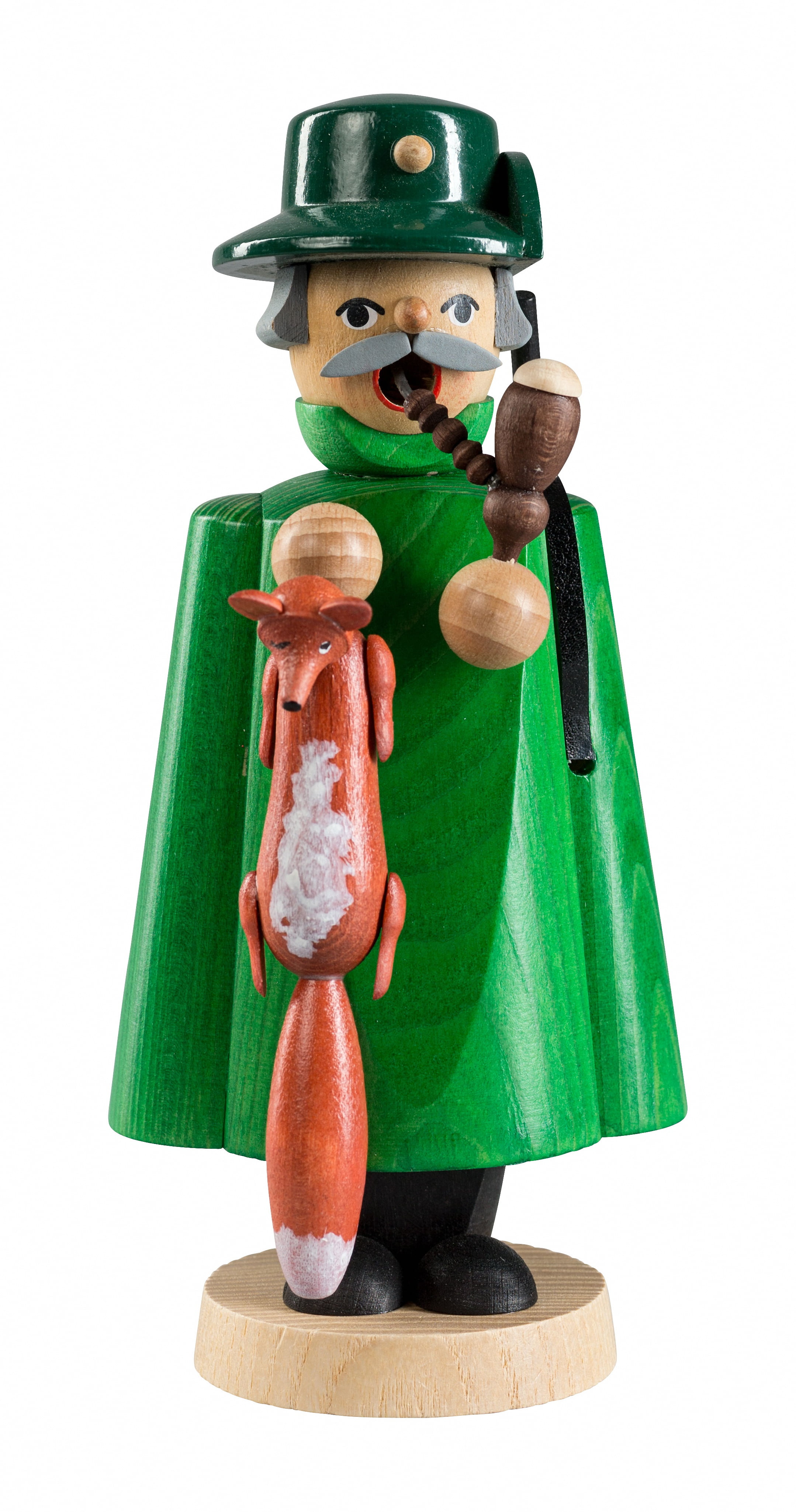 Smoker forester / hunter with fox, 18 cm / 7 inch high, original ...