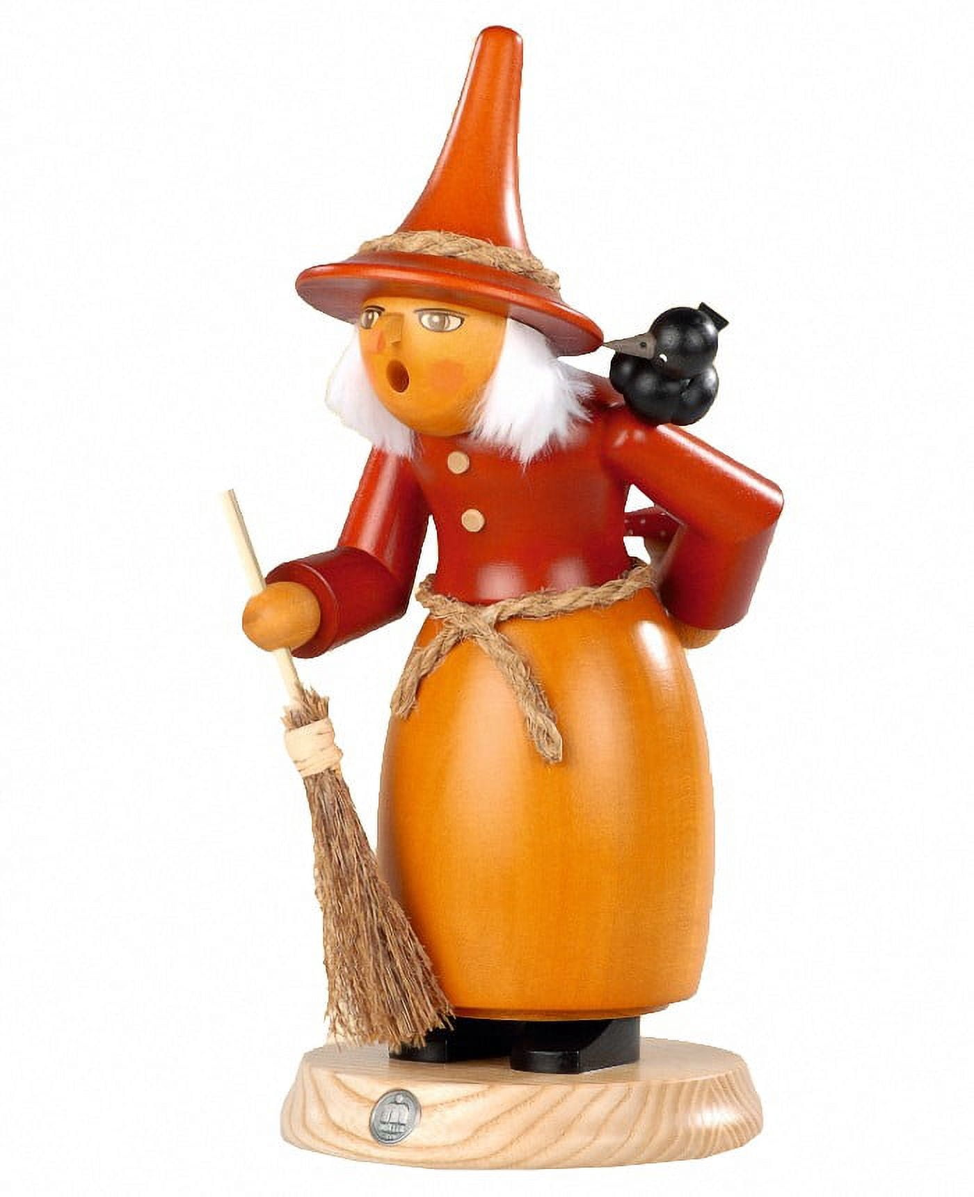 German incense smoker witch with raven and fly agaric, height 25 cm ...
