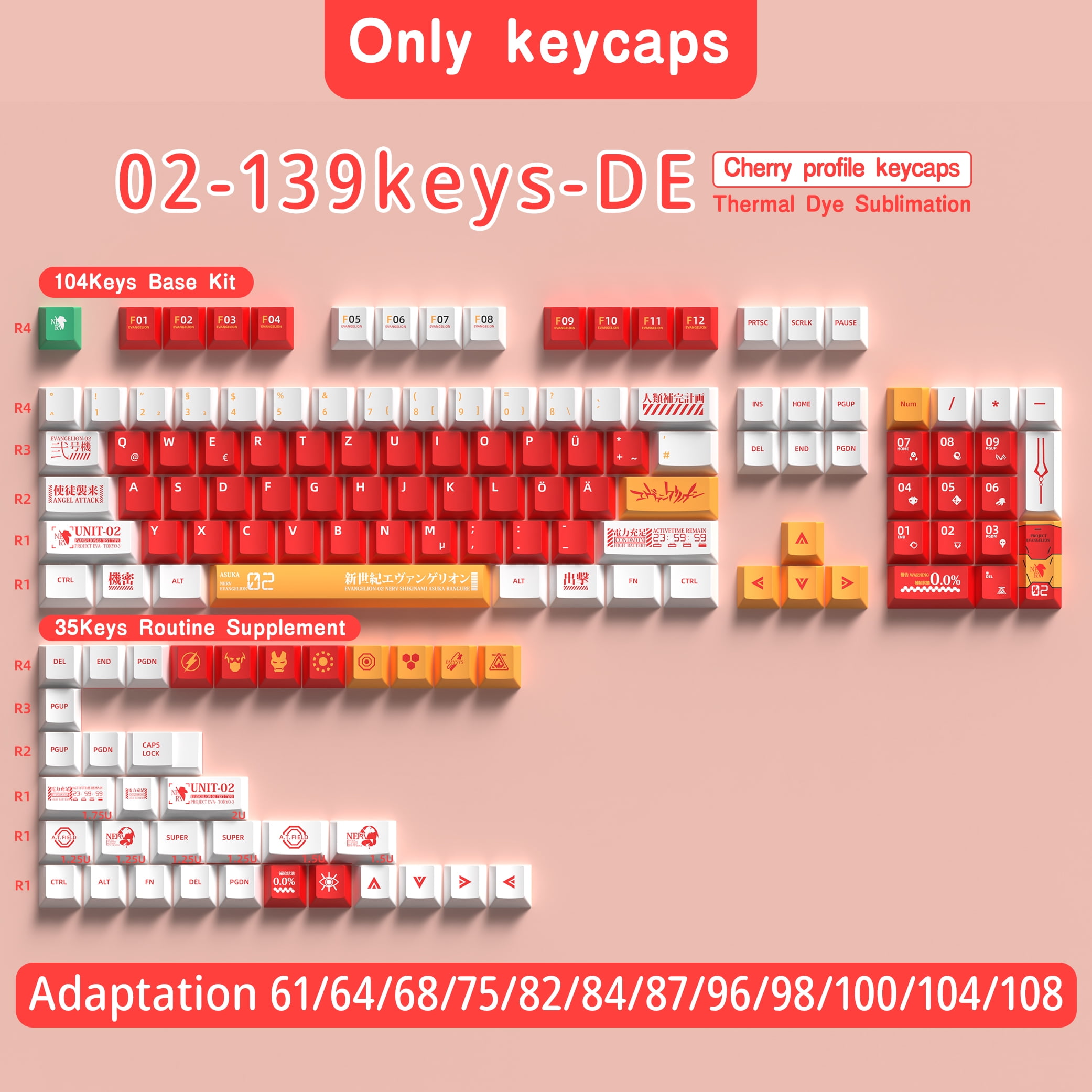 German keyboard keycaps Cherry Profile PBT Sub Dye ISO Layout DE ...