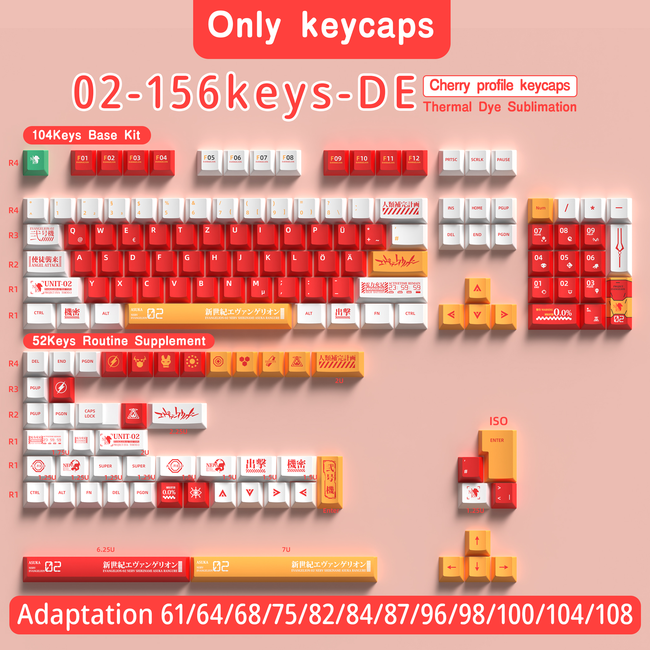 German keyboard keycaps Cherry Profile PBT Sub Dye ISO Layout DE ...