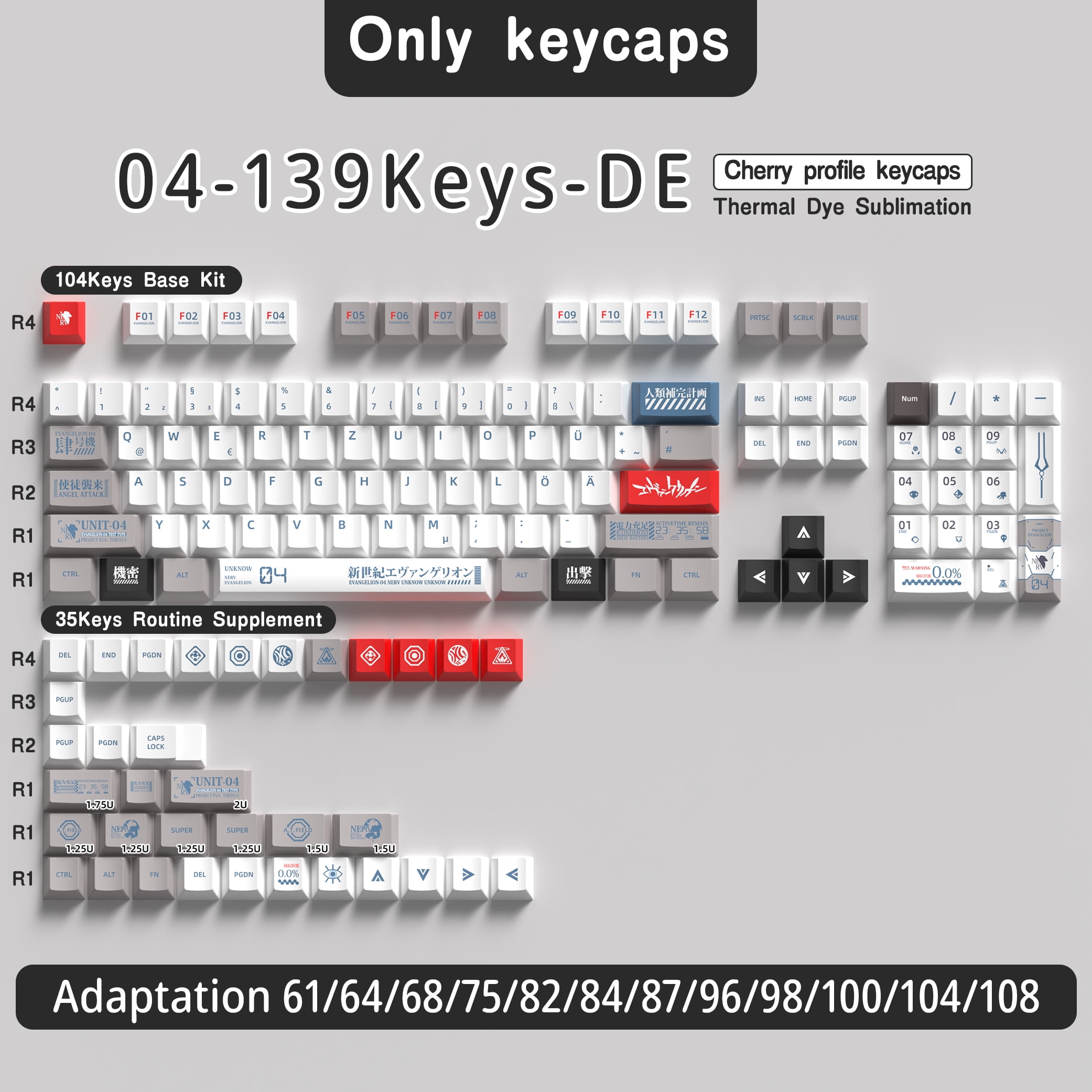 German keyboard keycaps Cherry Profile PBT Sub Dye ISO Layout DE ...
