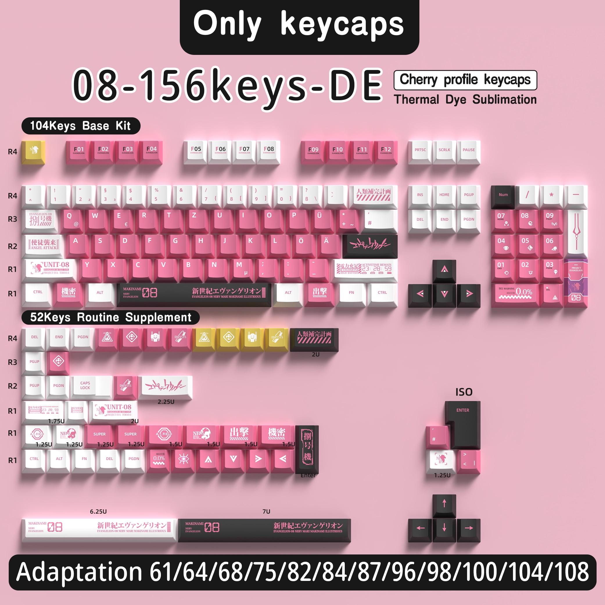 German keyboard keycaps Cherry Profile PBT Sub Dye ISO Layout DE ...
